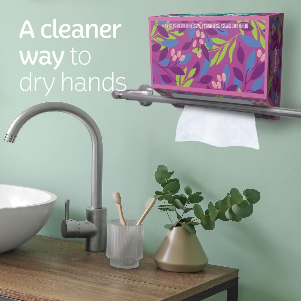 Kleenex Disposable Paper Hand Towels, Paper Hand Towels for Bathroom, 6 Boxes, 60 Hand Towels per Box (360 Total Towels)