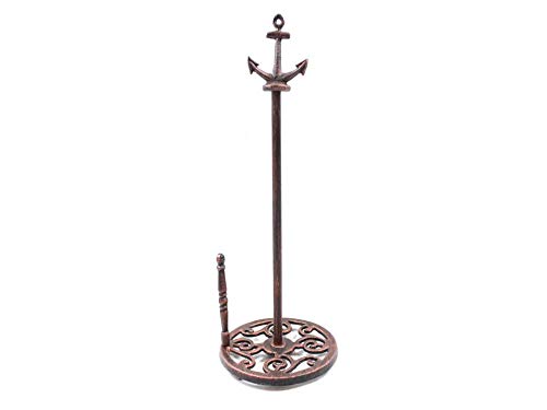 Hampton Nautical Rustic Copper Cast Iron Anchor Paper Towel Holder 16" - Decorative Anchor - Nau