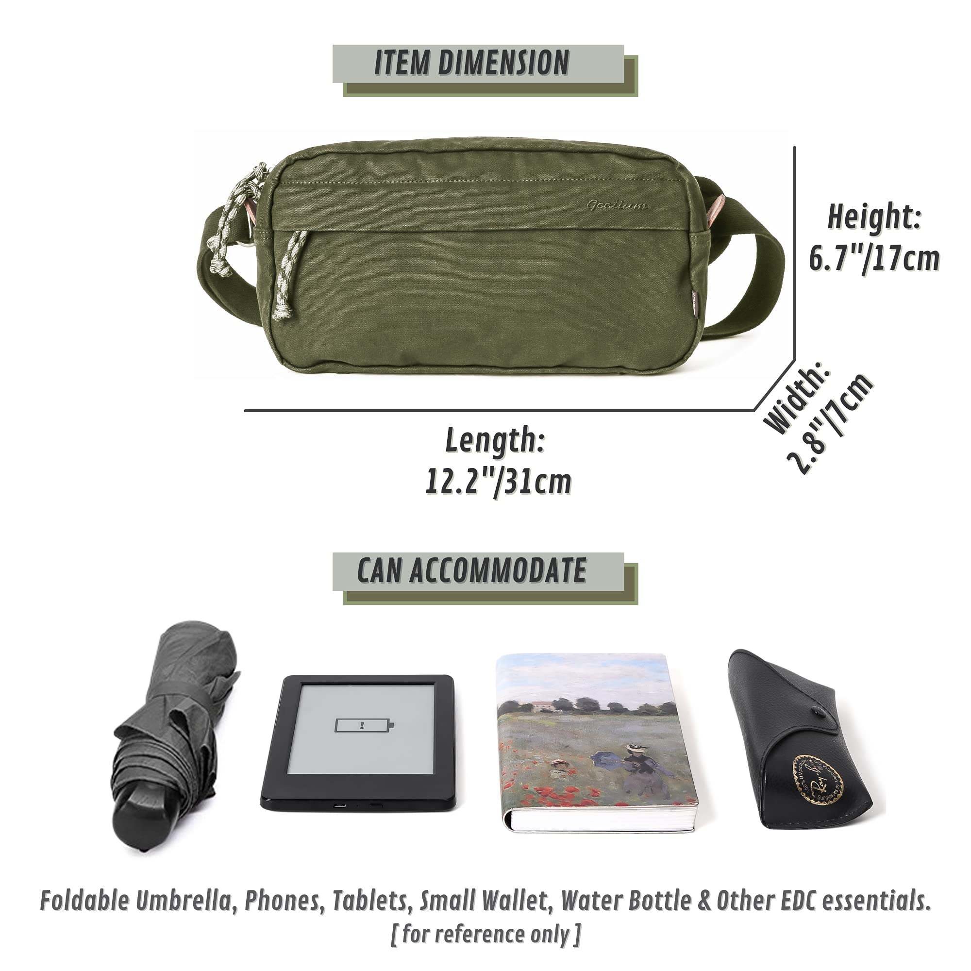 Gootium Men’s Crossbody Pack - Canvas Daily Essentials Sling Bag Small Shoulder Backpack, Olive