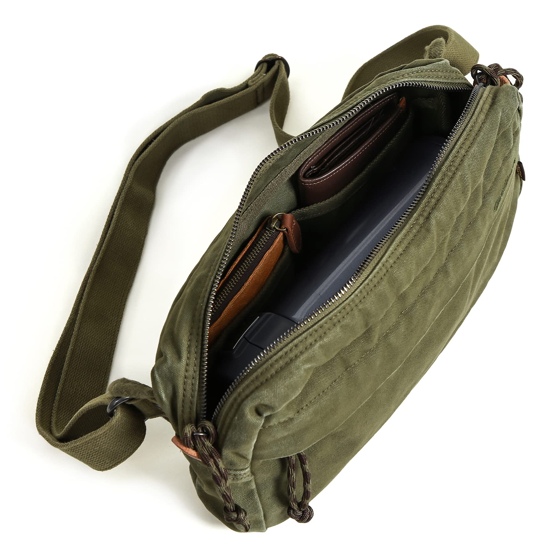 Gootium Men’s Crossbody Pack - Canvas Daily Essentials Sling Bag Small Shoulder Backpack, Olive