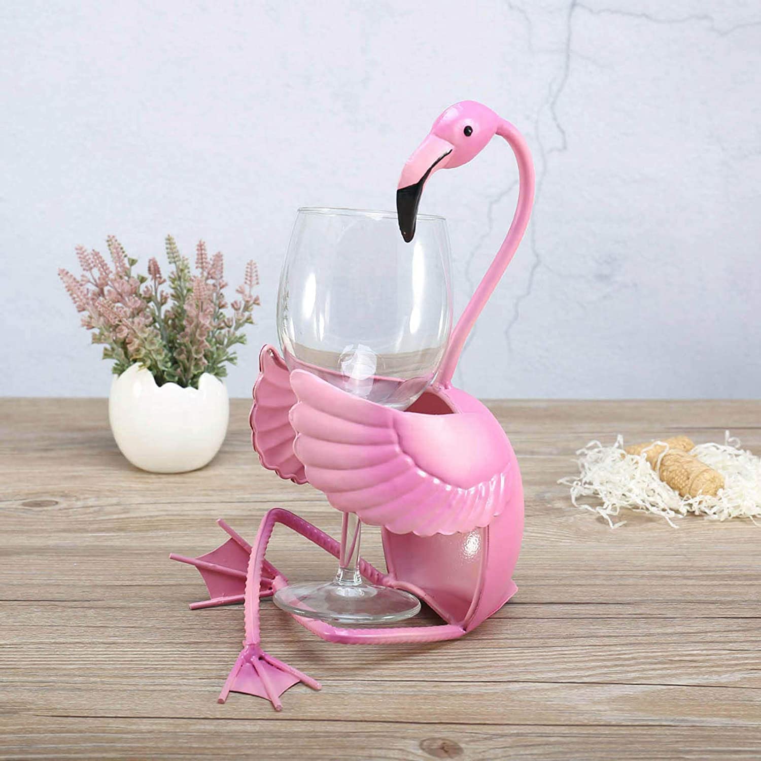 Too-arts Flamingo Wine Holder Wine Shelf Metal Sculpture Home Crafts Decoration