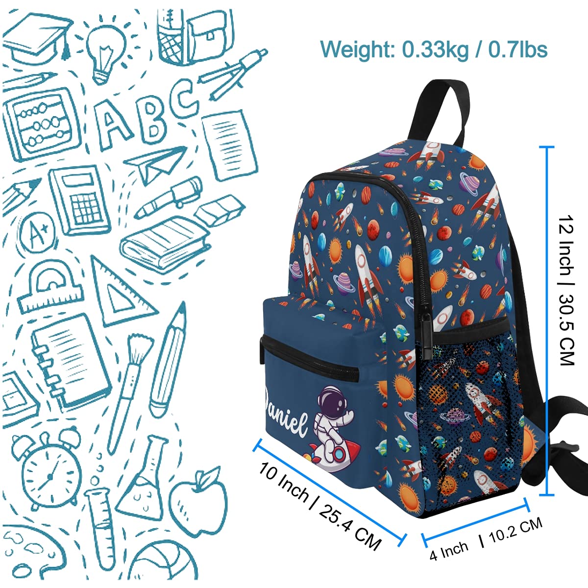 Custom Space Kids Preschool Backpack Toddler Boy Girl School Bag for Children Personalized Camping Galaxy Bookbag with Chest Strap