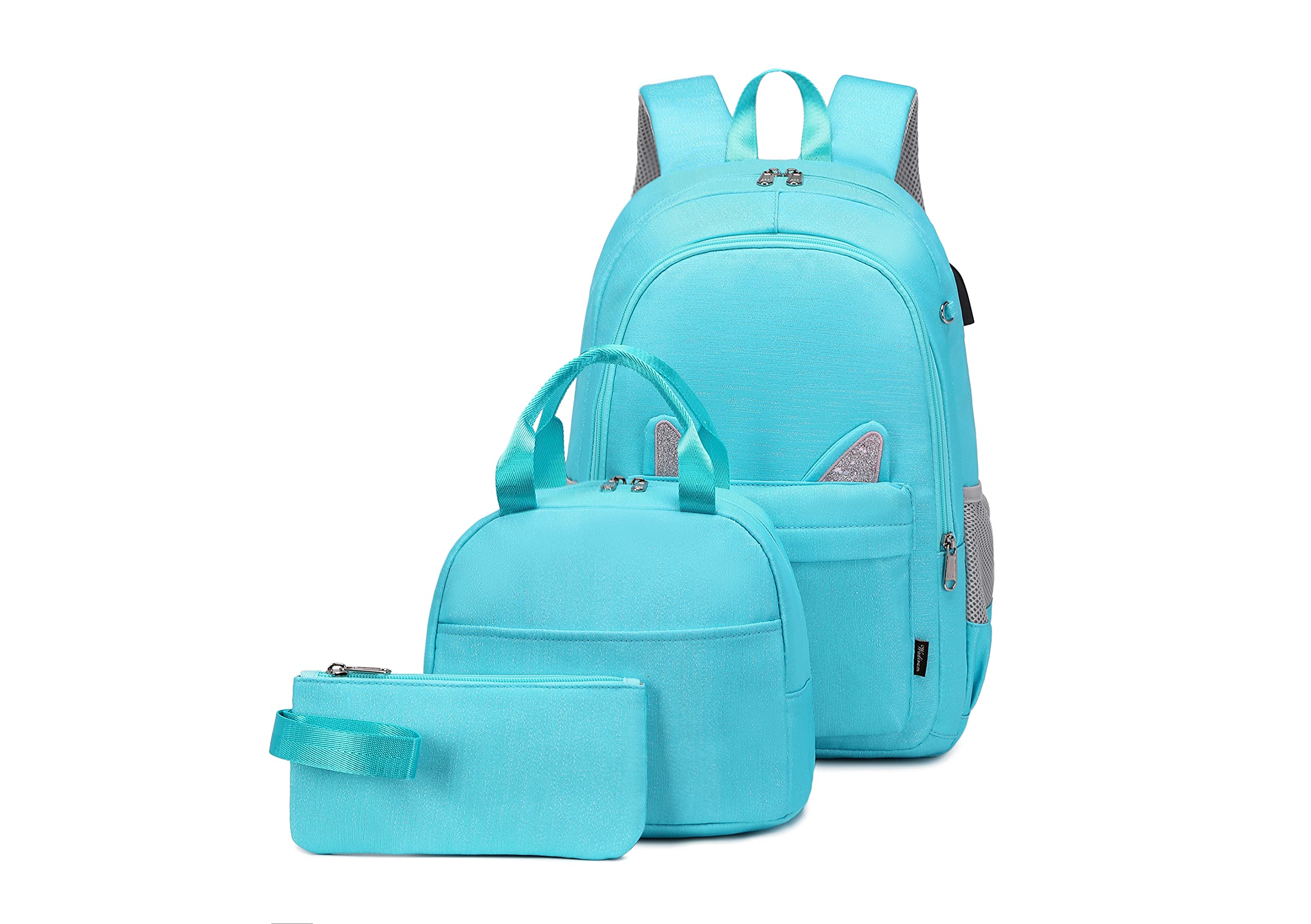 Wadirum Cute School Backpack Set for Teen Girls Fashion School Bookbag Set Blue