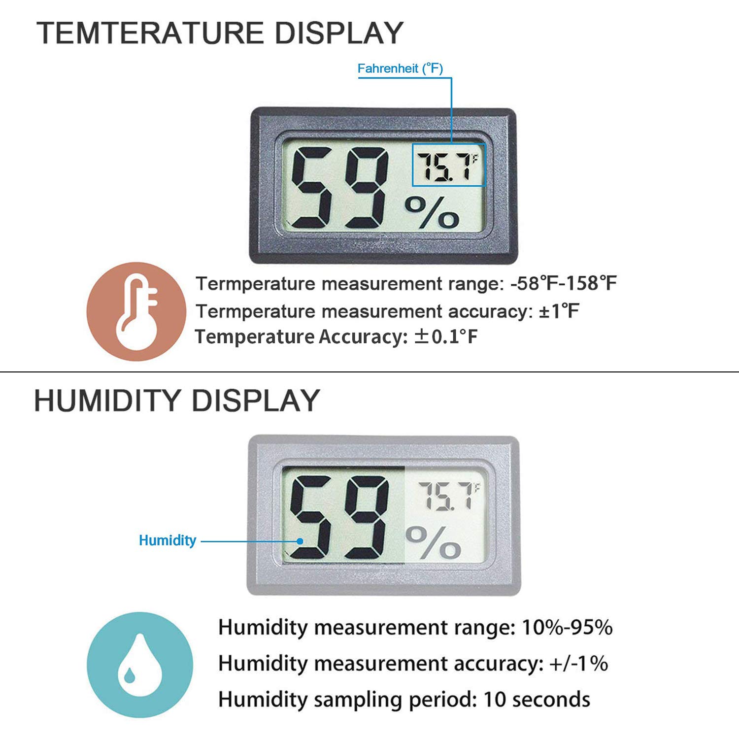 Goabroa Mini Hygrometer Thermometer Digital Indoor Humidity Gauge Monitor with Temperature Meter Sensor Fahrenheit (β)