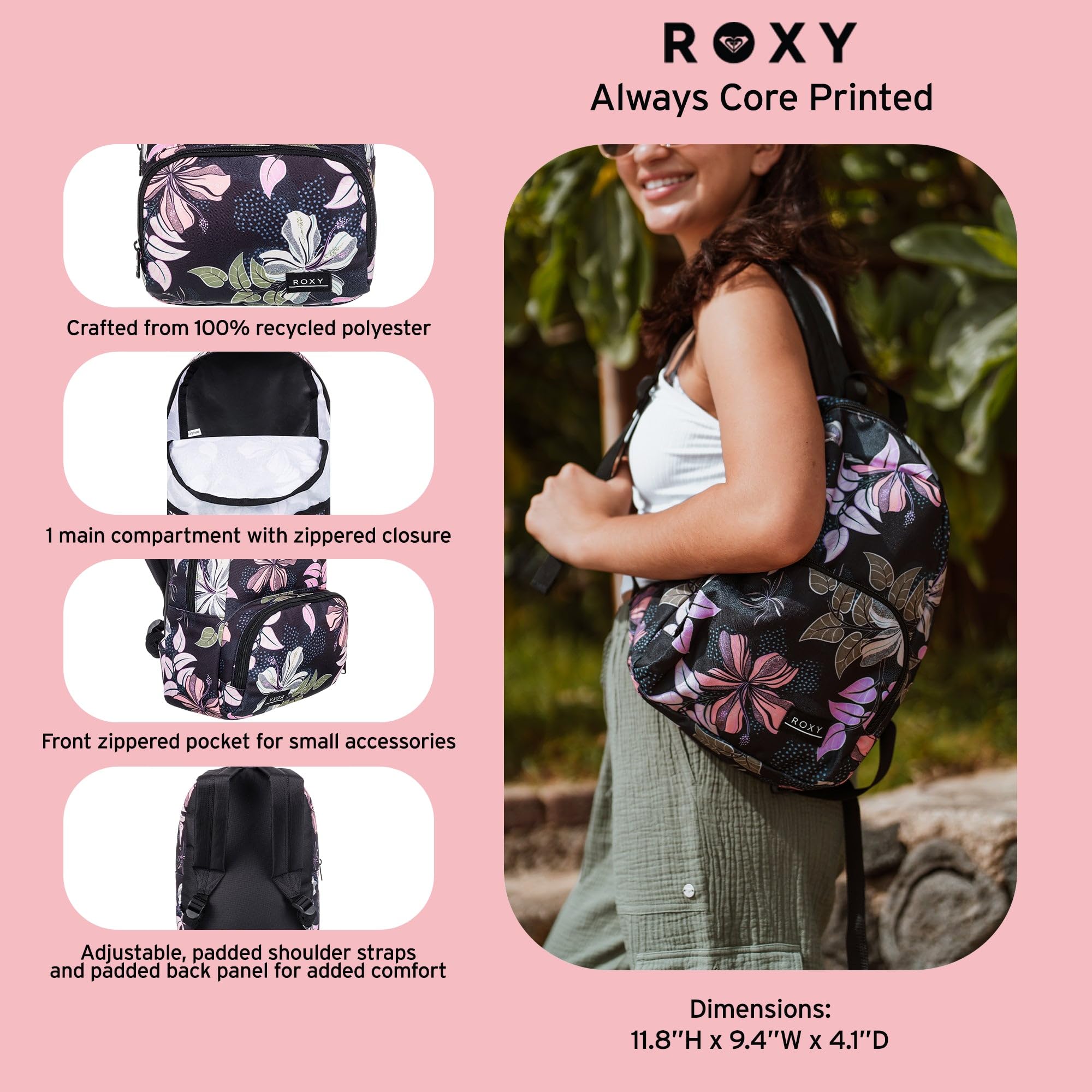 Roxy Women's Always Core Canvas Backpack, Toasted Nut Bico Stripe, 1SZ