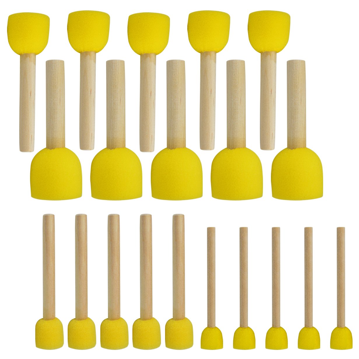 20 PCS Round Sponges Brush Set Kids Painting Tools - Pistha Sponge Painting Stippler Set DIY Painting Tools in 4 Sizes for Kids (Yellow)