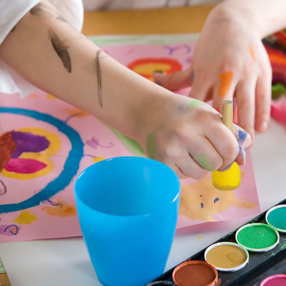 20 PCS Round Sponges Brush Set Kids Painting Tools - Pistha Sponge Painting Stippler Set DIY Painting Tools in 4 Sizes for Kids (Yellow)