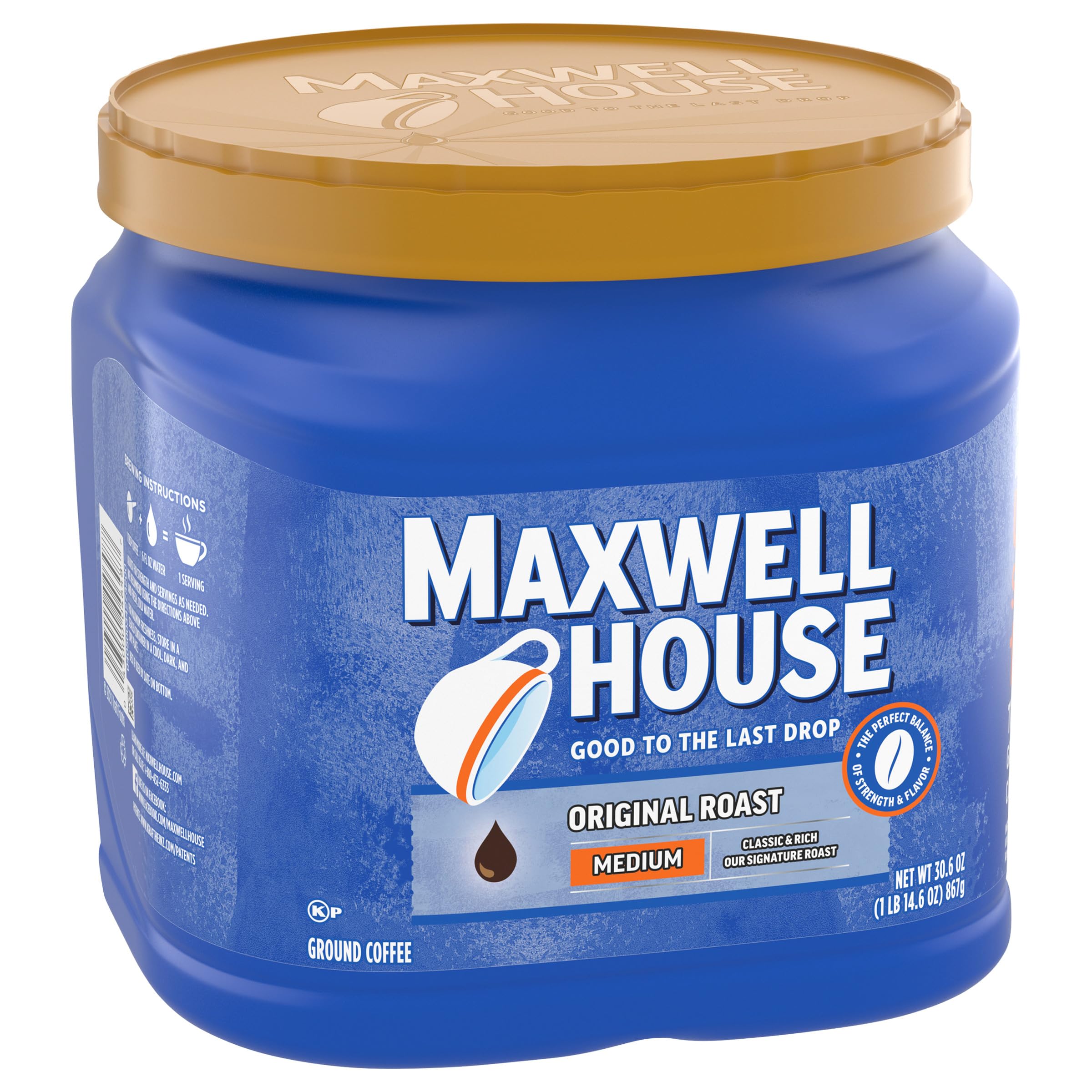 Maxwell House Original Medium Roast Ground Coffee (30.6 oz Canister)