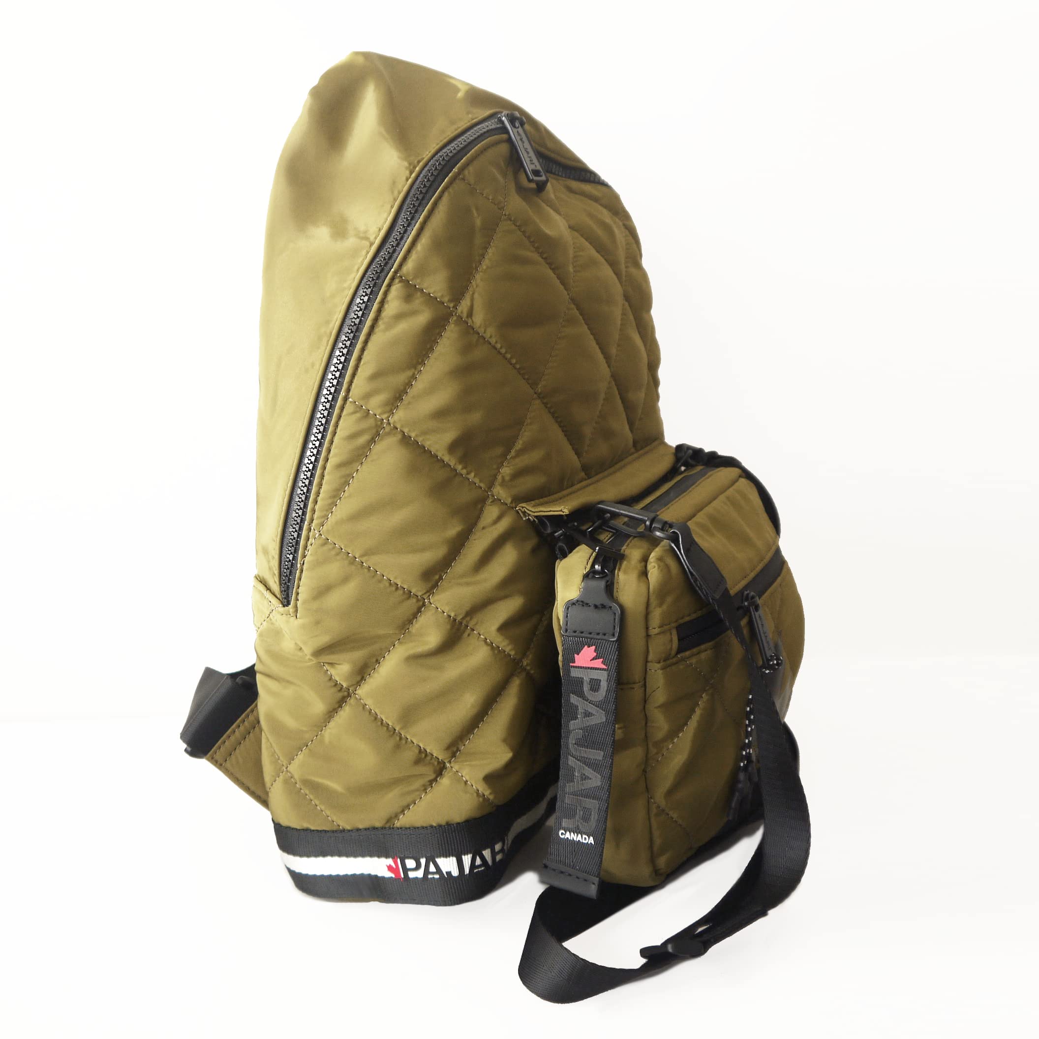 PAJAR Backpack 2 in 1 Zip off Crossbody 16 " Green Khaki