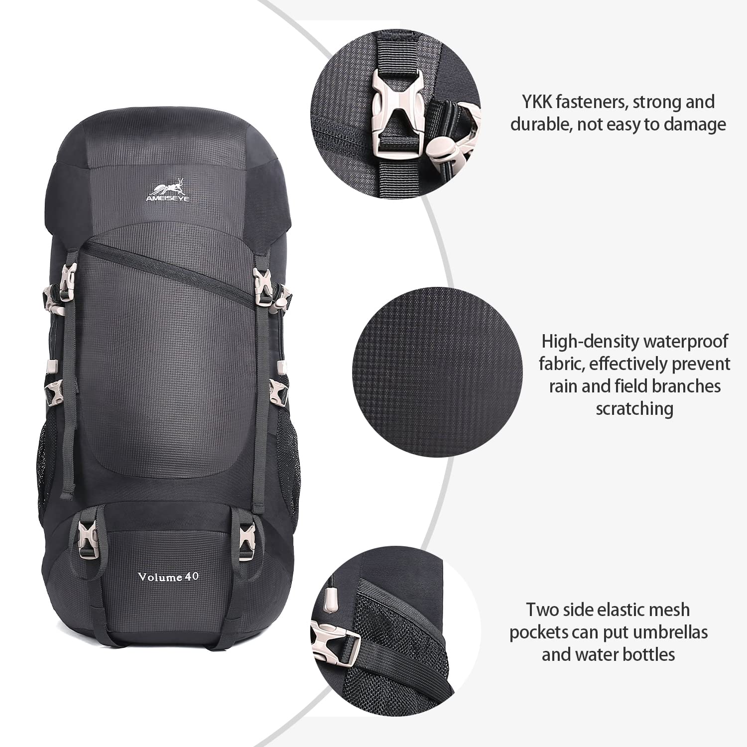 JEBATOXI 40L Lightweight Packable Travel Camping Hiking Daypack Foldable Outdoor Sports Backpacking Backpack for Men & Women