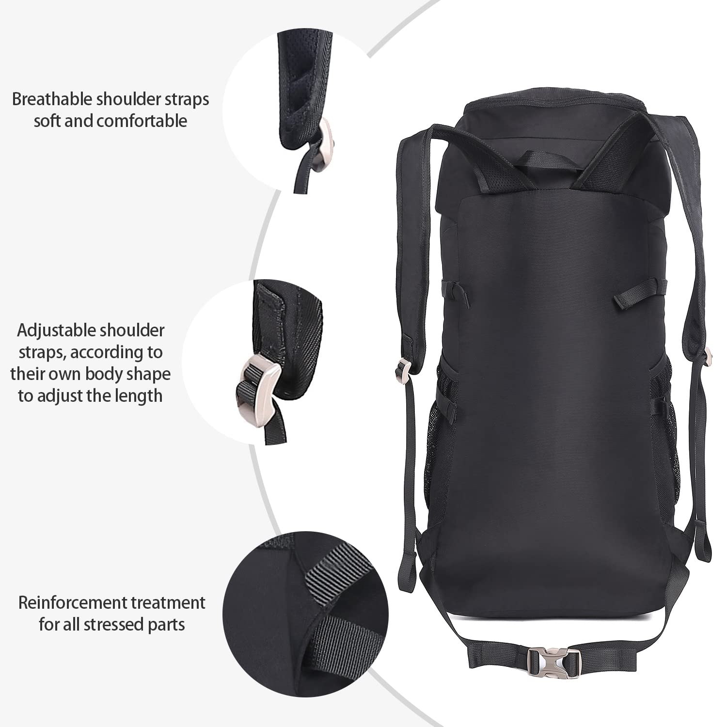 JEBATOXI 40L Lightweight Packable Travel Camping Hiking Daypack Foldable Outdoor Sports Backpacking Backpack for Men & Women