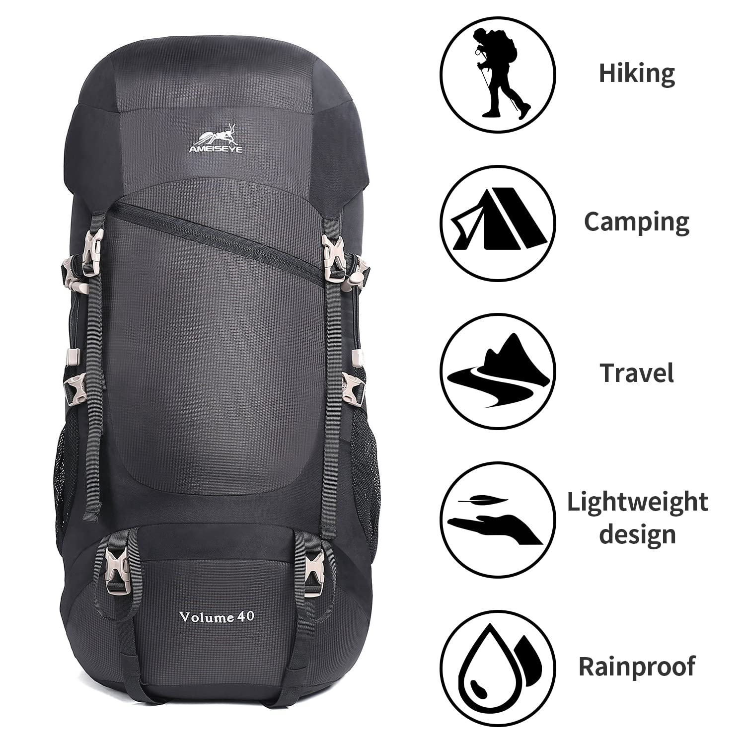 JEBATOXI 40L Lightweight Packable Travel Camping Hiking Daypack Foldable Outdoor Sports Backpacking Backpack for Men & Women