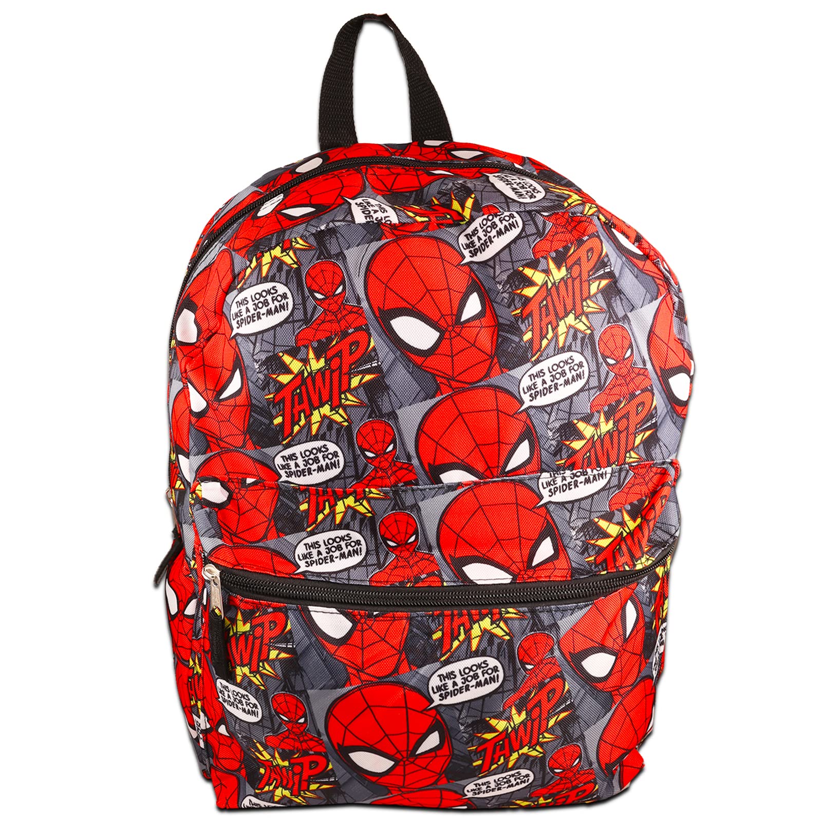 Fast Forward Spiderman Backpack for Boys - Spiderman School Supplies Bundle with 16” Spiderman School Bag Plus Spiderman Folder, Notebook, Pencils, Stickers, and More (Spiderman Travel Bag)
