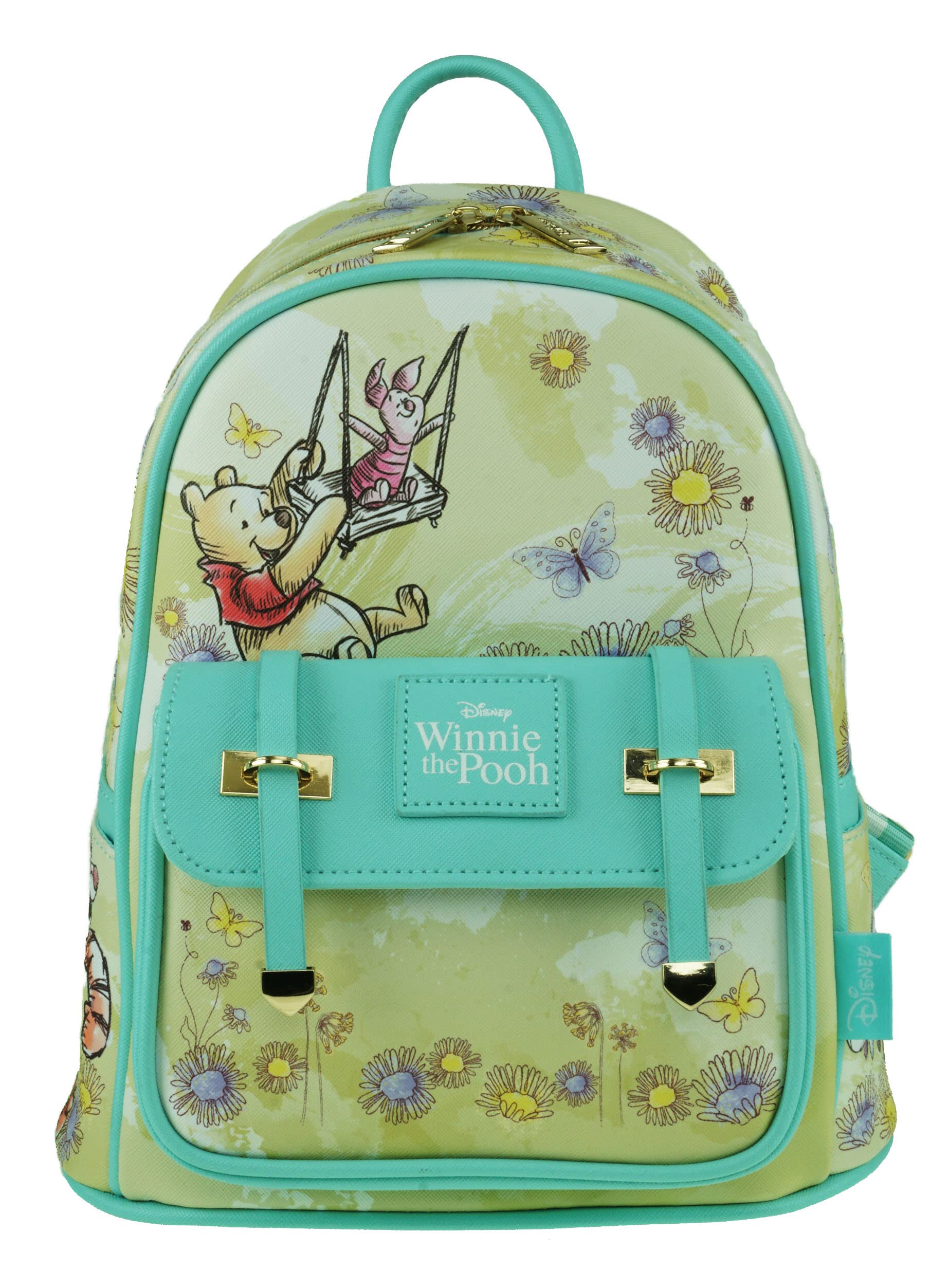 KBNL Winnie The Pooh 11 inches Faux Leather Mini Backpack - A21773, Multicoloured, Medium