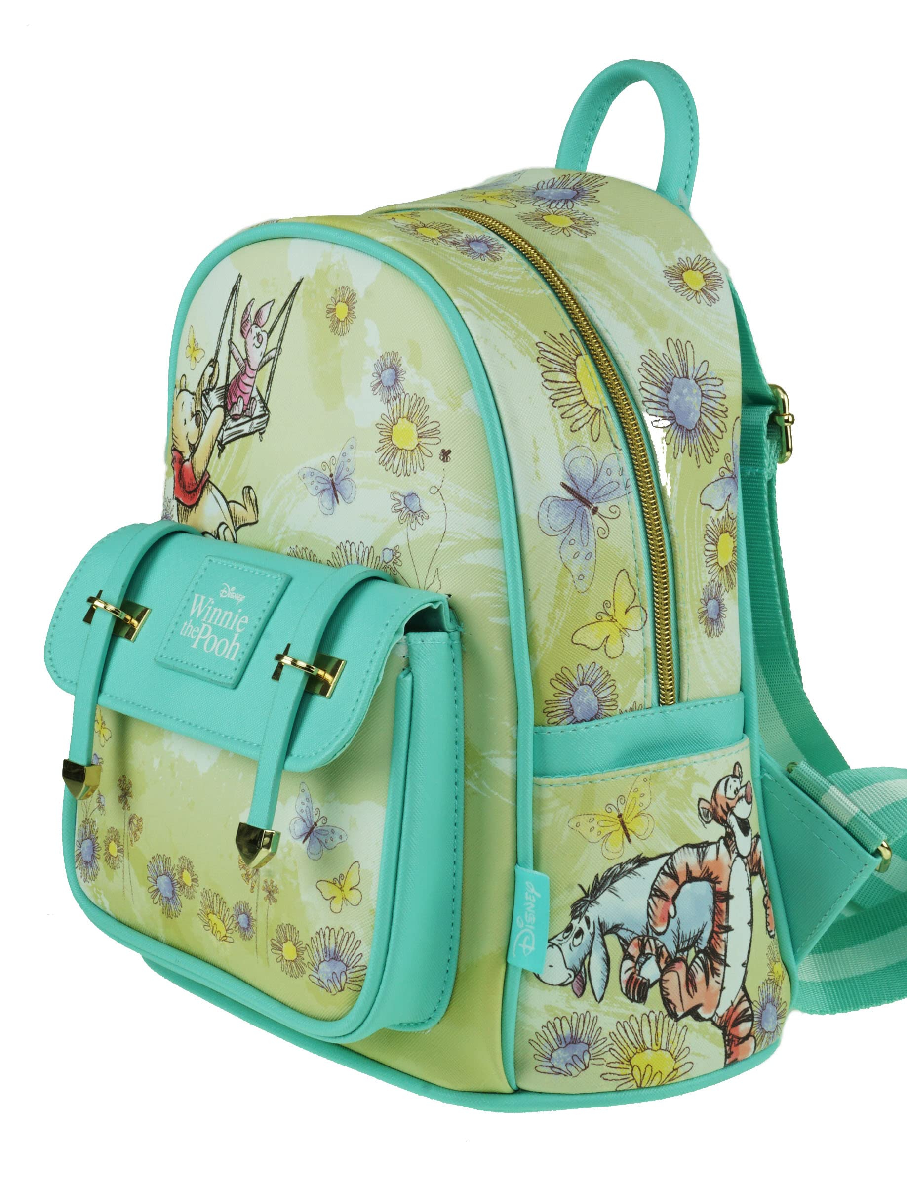 KBNL Winnie The Pooh 11 inches Faux Leather Mini Backpack - A21773, Multicoloured, Medium