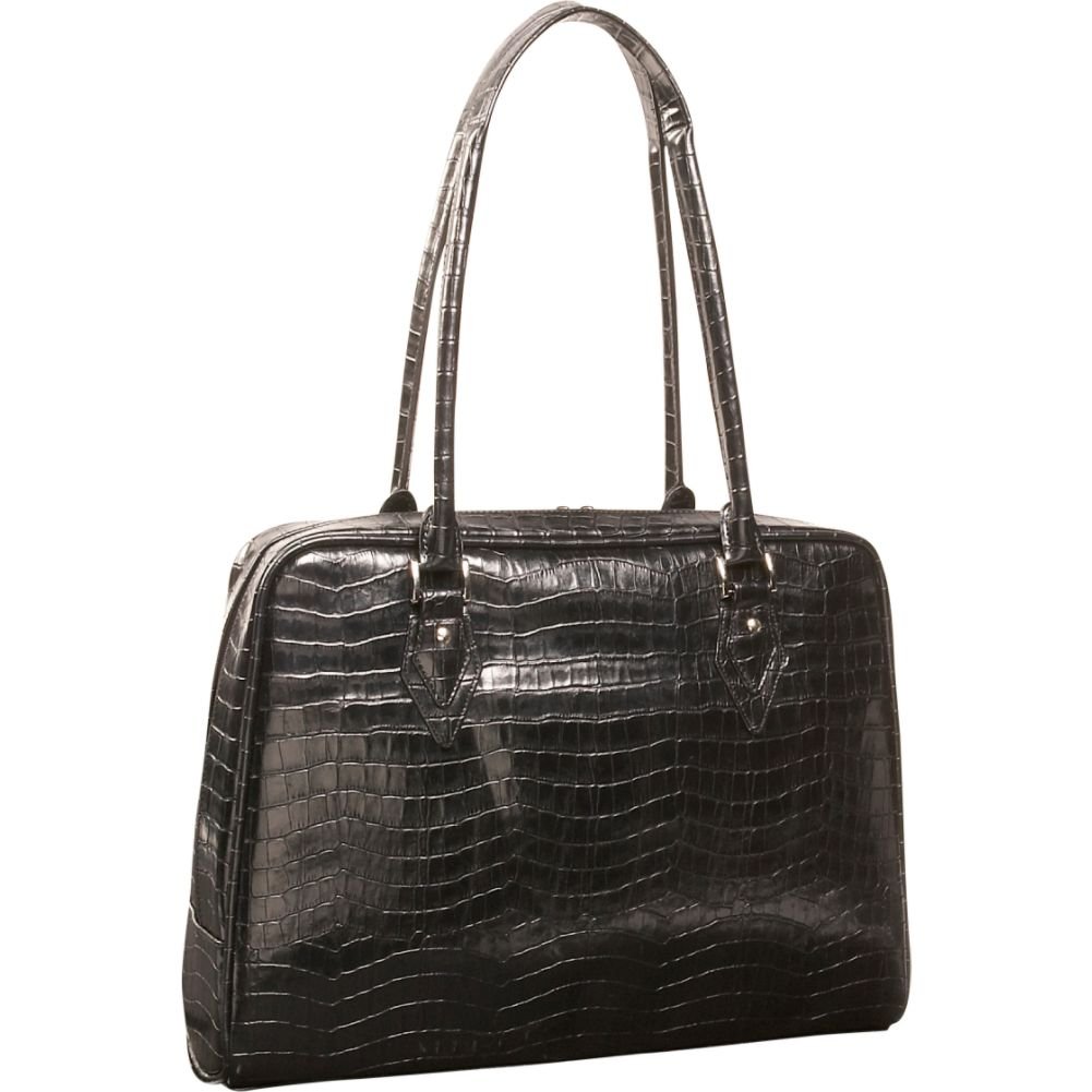 Mobile Edge Women's Black, Milano 15.4 Inch Business Laptop Handbag Faux Croc, Soft Poly-Suede Lining Protection, MEMC1S