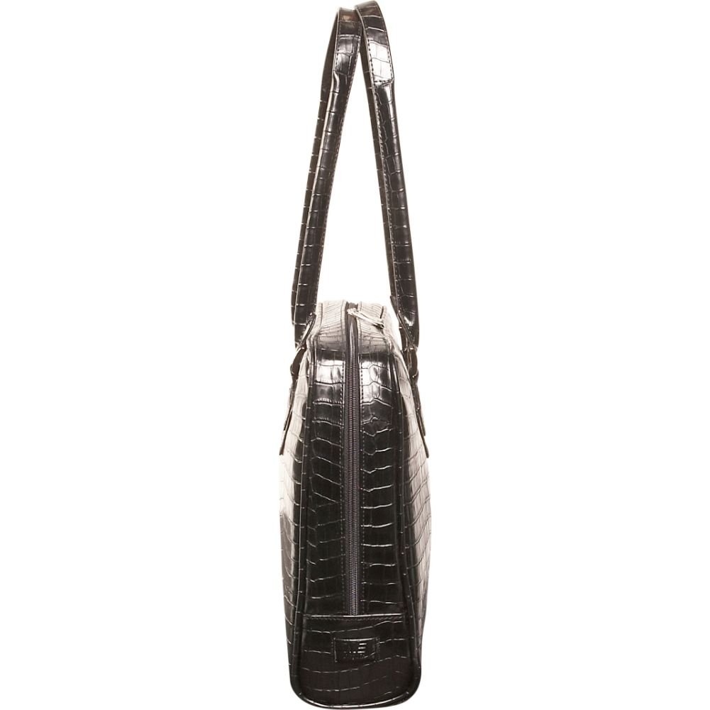 Mobile Edge Women's Black, Milano 15.4 Inch Business Laptop Handbag Faux Croc, Soft Poly-Suede Lining Protection, MEMC1S