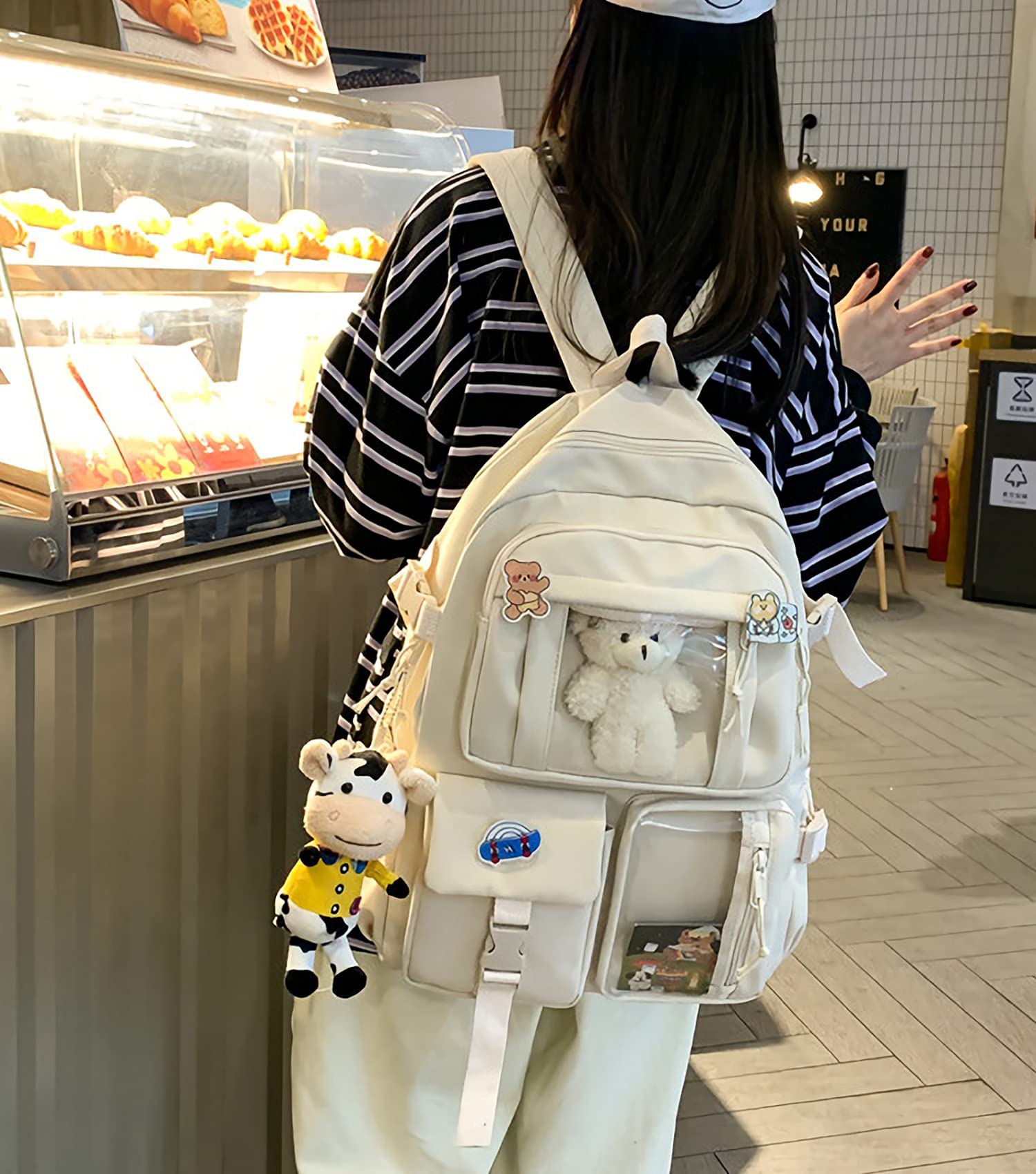 Micjcit College Student Backpack Waterproof And Wear-Resistant Leisure Business Sports Backpack Computer Bag Free Doll