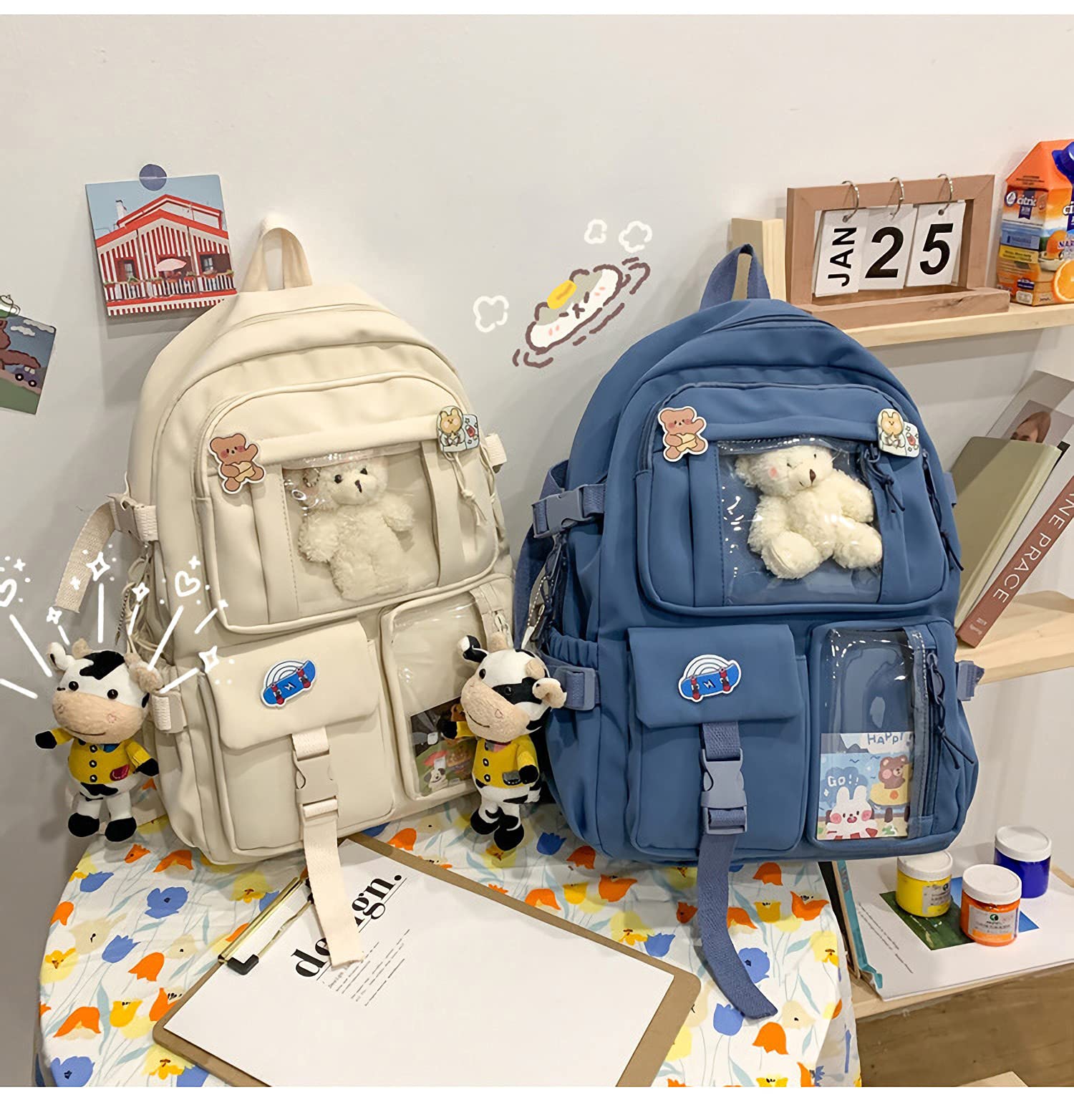 Micjcit College Student Backpack Waterproof And Wear-Resistant Leisure Business Sports Backpack Computer Bag Free Doll