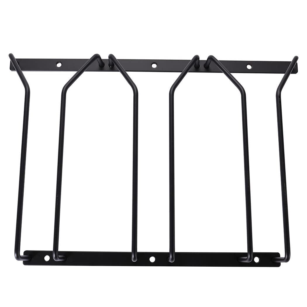 Diano 22.5cm Black Wine Glass Rack, Under Cabinet Wine Glass Holder, Stemware Rack Under Shelf, Wine Glasses Storage Hanger For Bar Kitchen 3 Rows