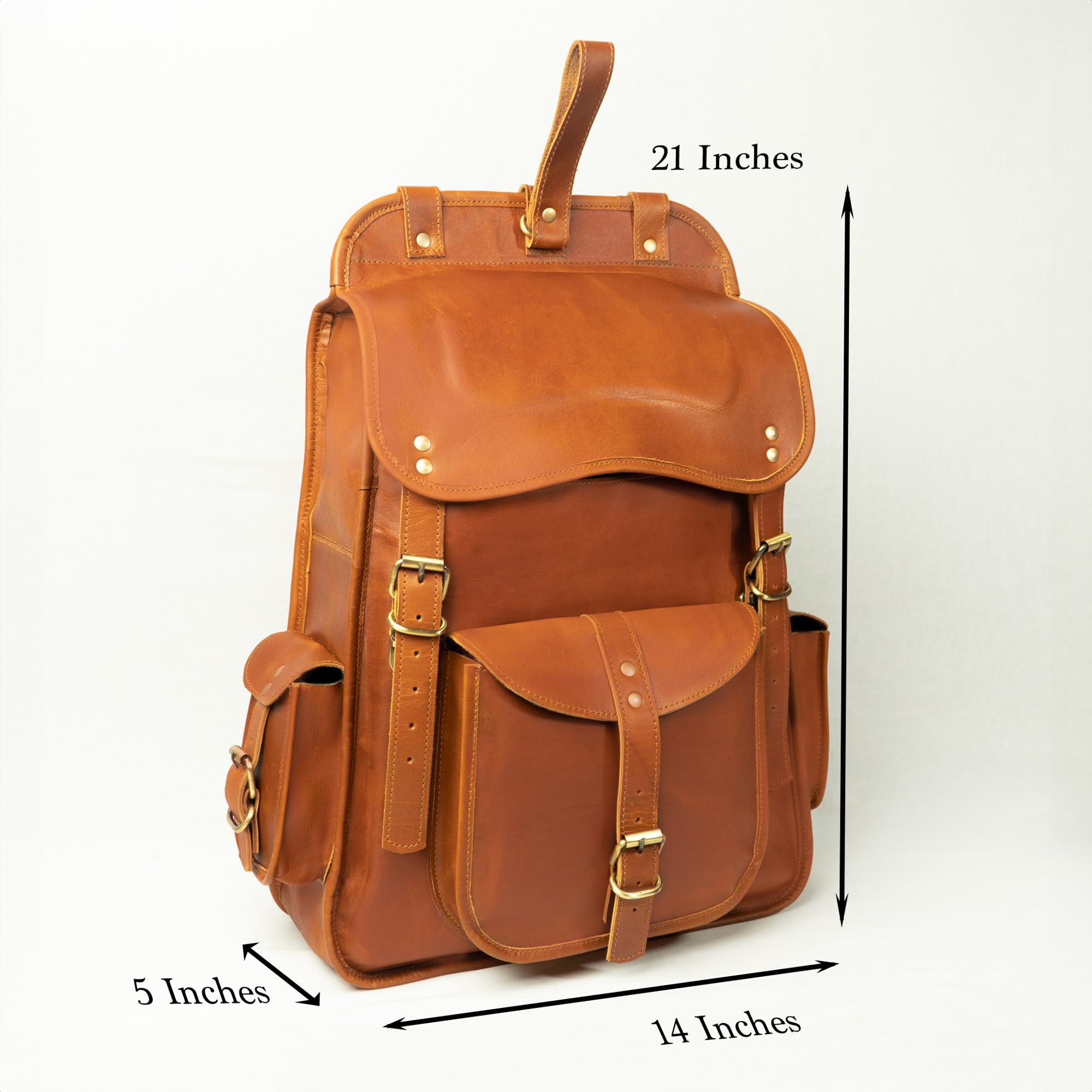 Satchel And Fable Handmade Brown Vintage Genuine Leather Shoulder Men Backpack Laptop Rucksack Bag (Large, Brown)