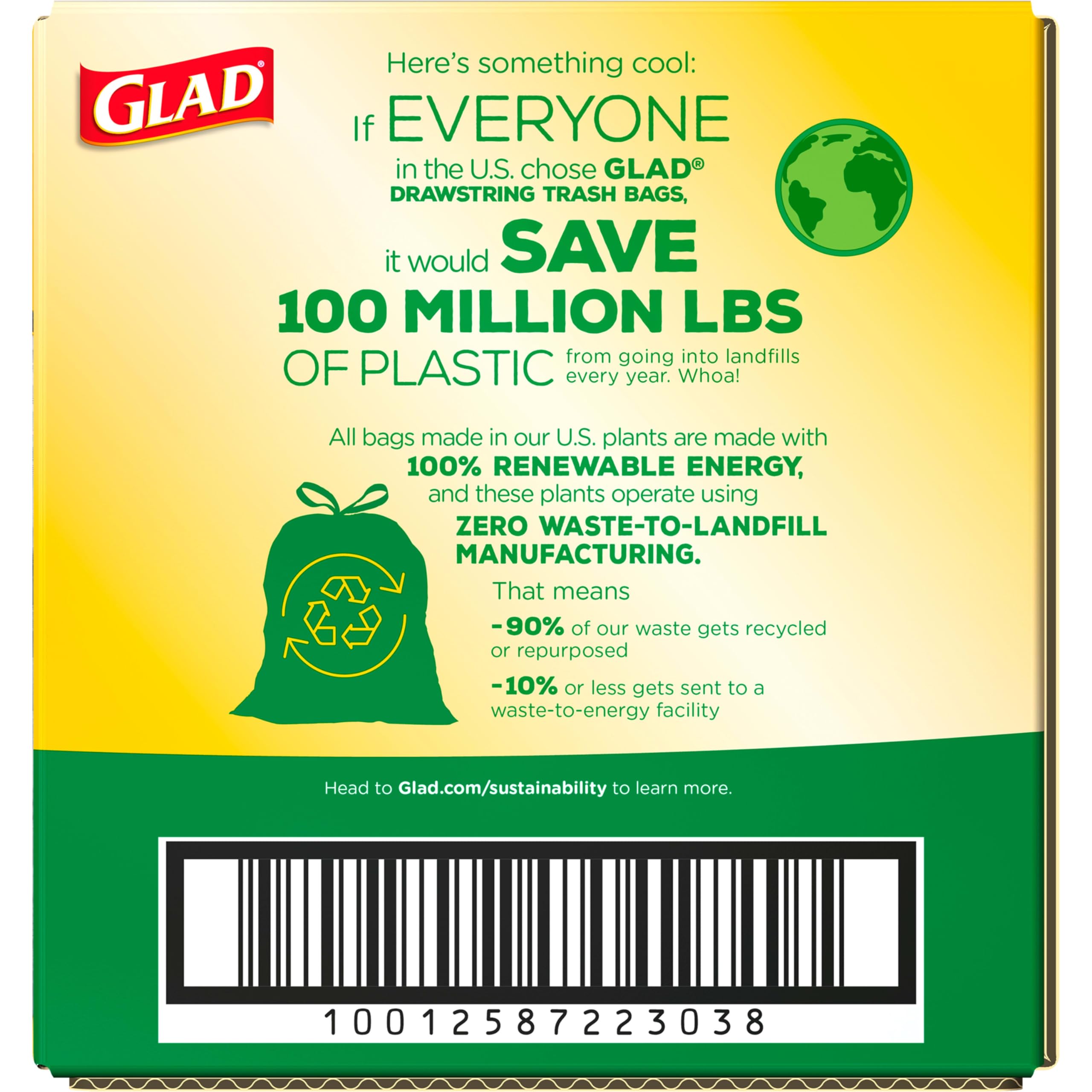GLAD ForceFlex Tall Kitchen Drawstring Trash Bags, 13 Gallon Grey Trash Bag for Kitchen Trash Can, Odor Shield, Odor Eliminator and Leak Protection, 110 Count