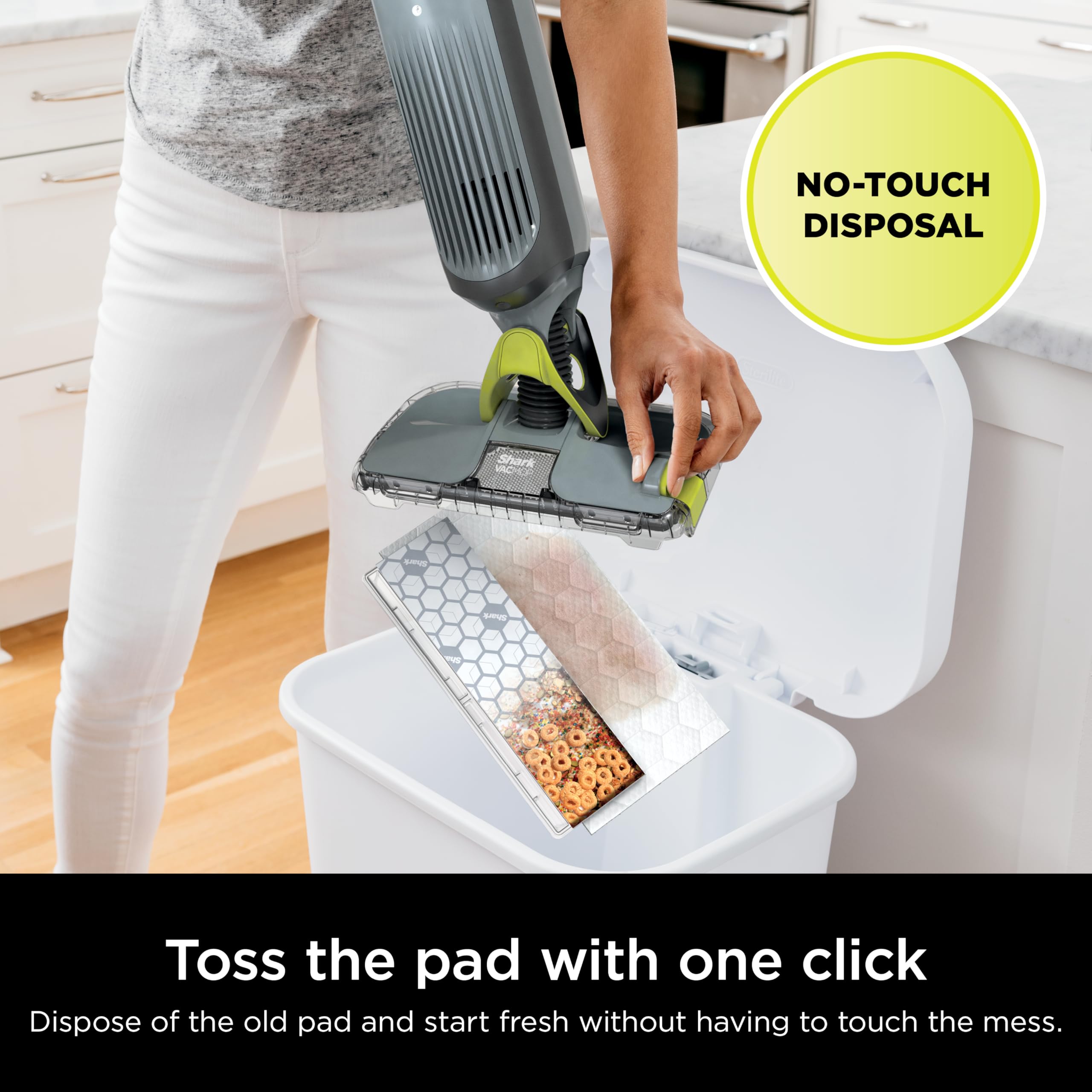 Shark VM252 VACMOP Pro Cordless Hard Floor Vacuum Mop with LED Headlights, 4 Disposable Pads & 12 oz. Cleaning Solution, Charcoal Gray