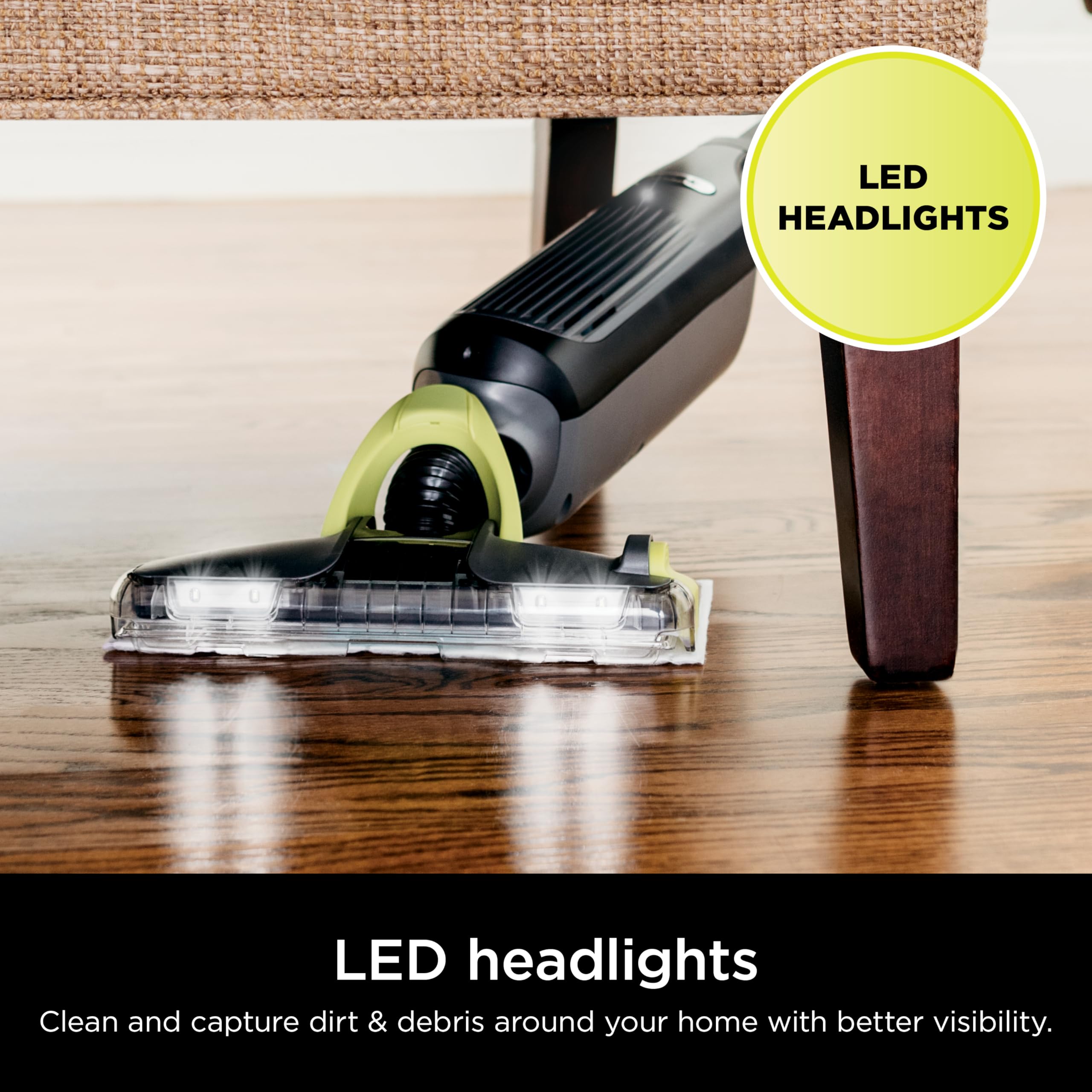 Shark VM252 VACMOP Pro Cordless Hard Floor Vacuum Mop with LED Headlights, 4 Disposable Pads & 12 oz. Cleaning Solution, Charcoal Gray