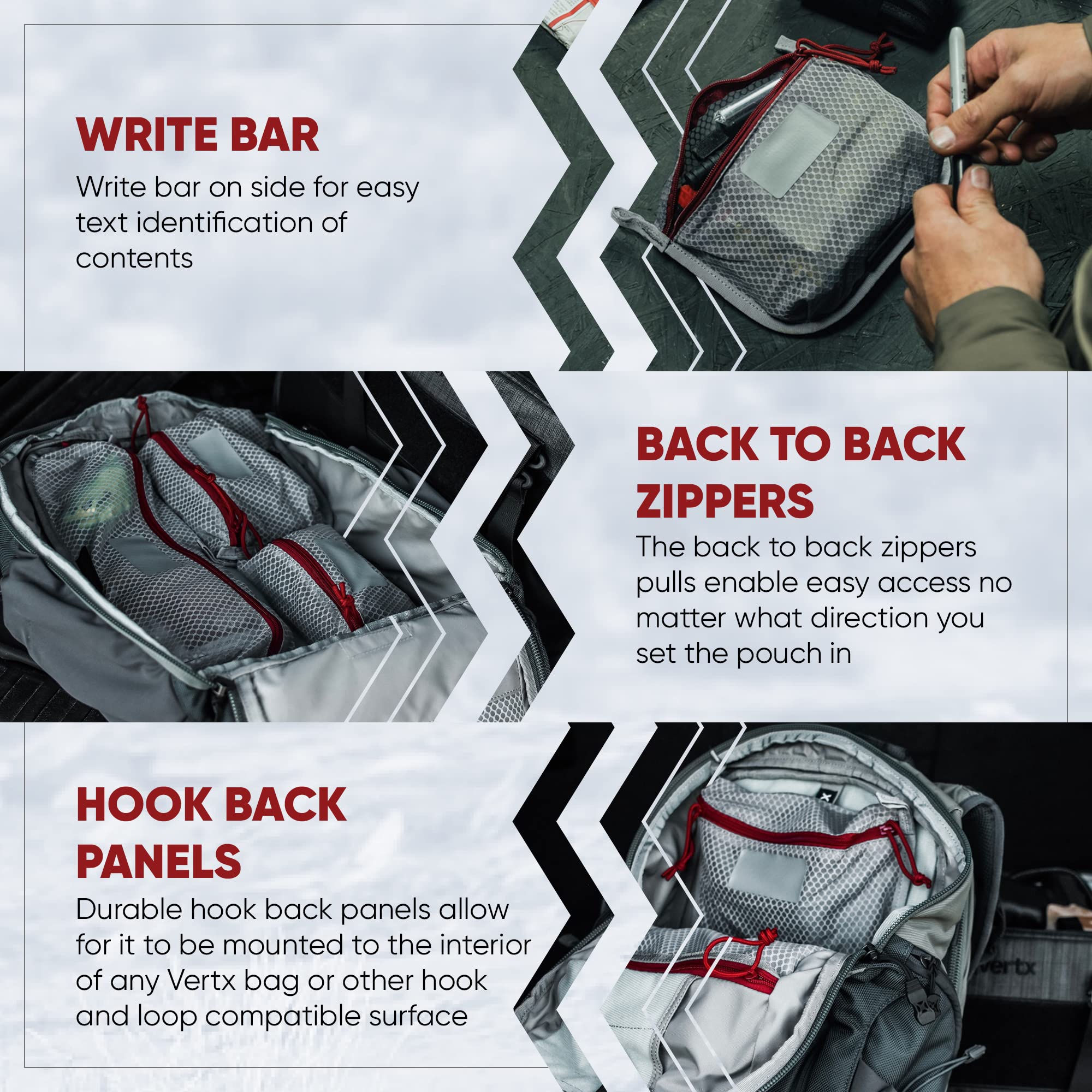 Vertx Overflow Mesh Pouches - Medium - Ash Grey
