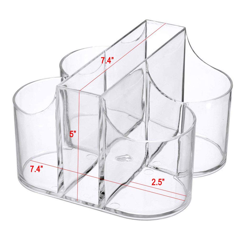 Tiger Chef 5 Compartment Clear Utensil Caddy. Organizer for Silverware Napkins Cups Tabletop Condiment for Dining Table Party Buffet Entertaining Picnics BBQ