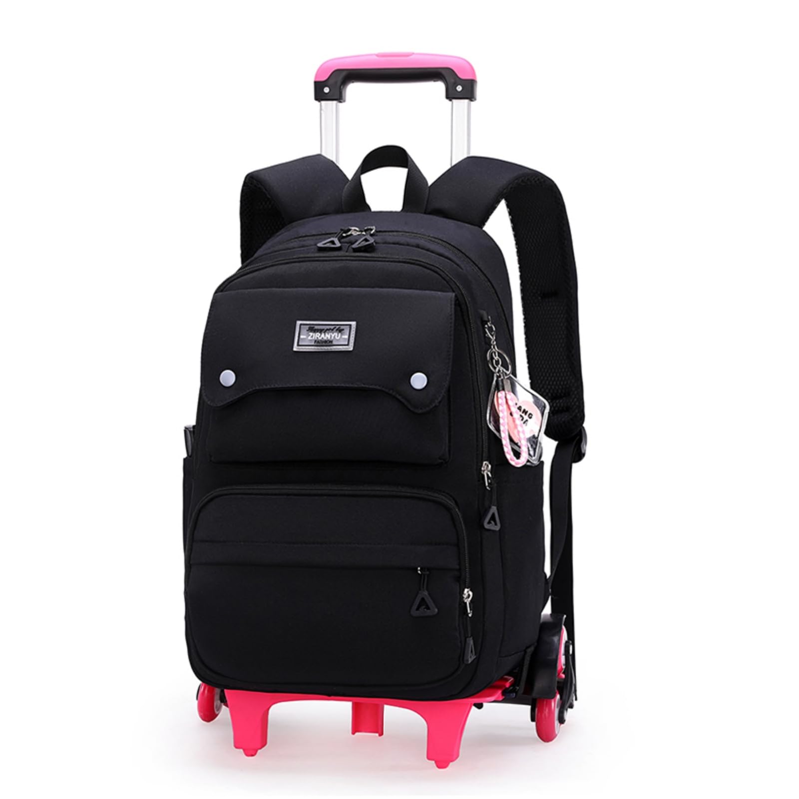 LANSHIYA Solid Color Girls Rolling Backpack with Wheels Schoolbag Elementary School Student Trolley Daypack Outdoor Travel bag