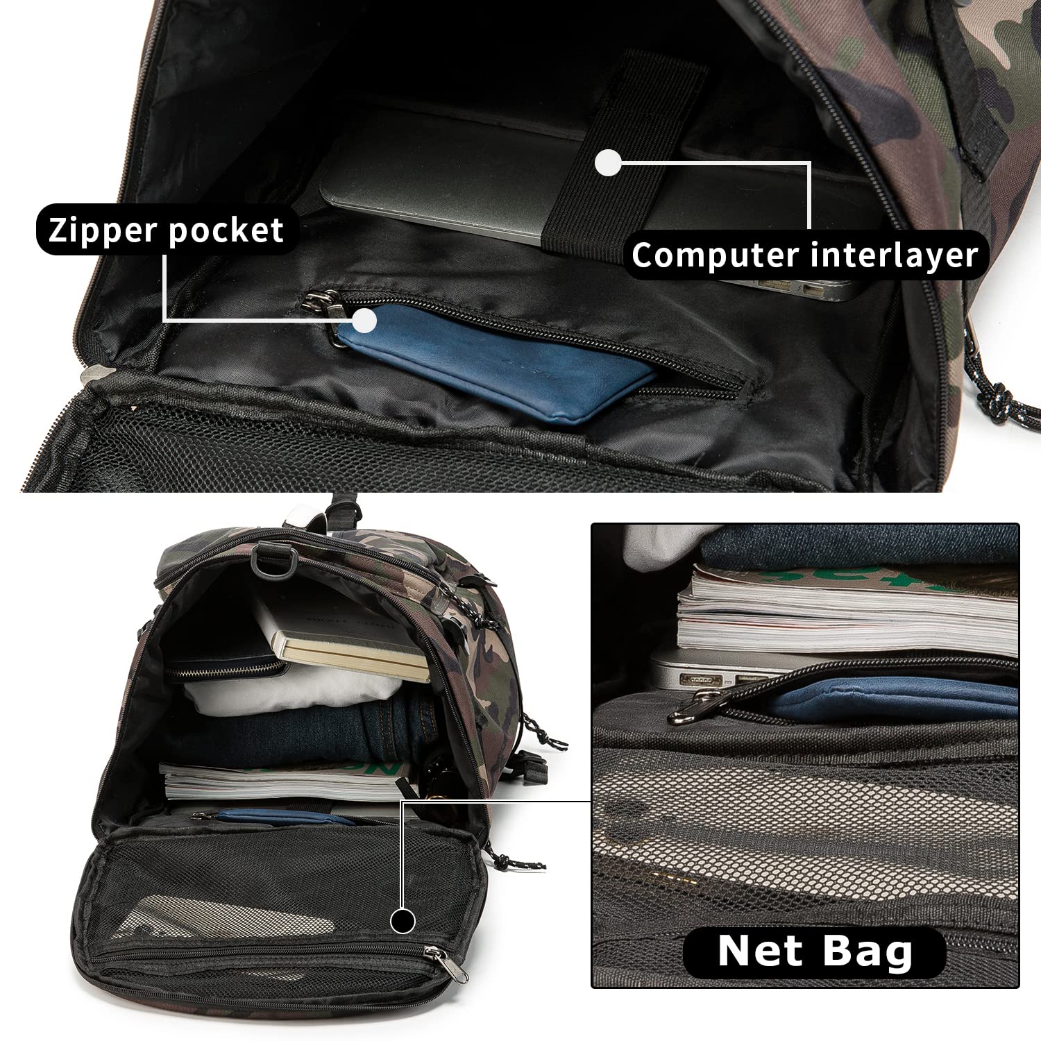 FUNYAGO Outdoor Waterproof Backpack Hiking, Fishing, Camping Large Capacity Multifunctional Backpack, Suitable for Both Men and Women (Camouflage)…