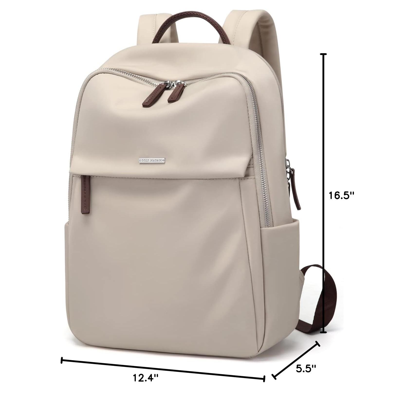 GOLF SUPAGS Womens Laptop Backpack with Separate Laptop Compartment Water Resistant Computer Backpacks Fits 15.6 Inch Notebook Travel Work College Bags (Apricot)