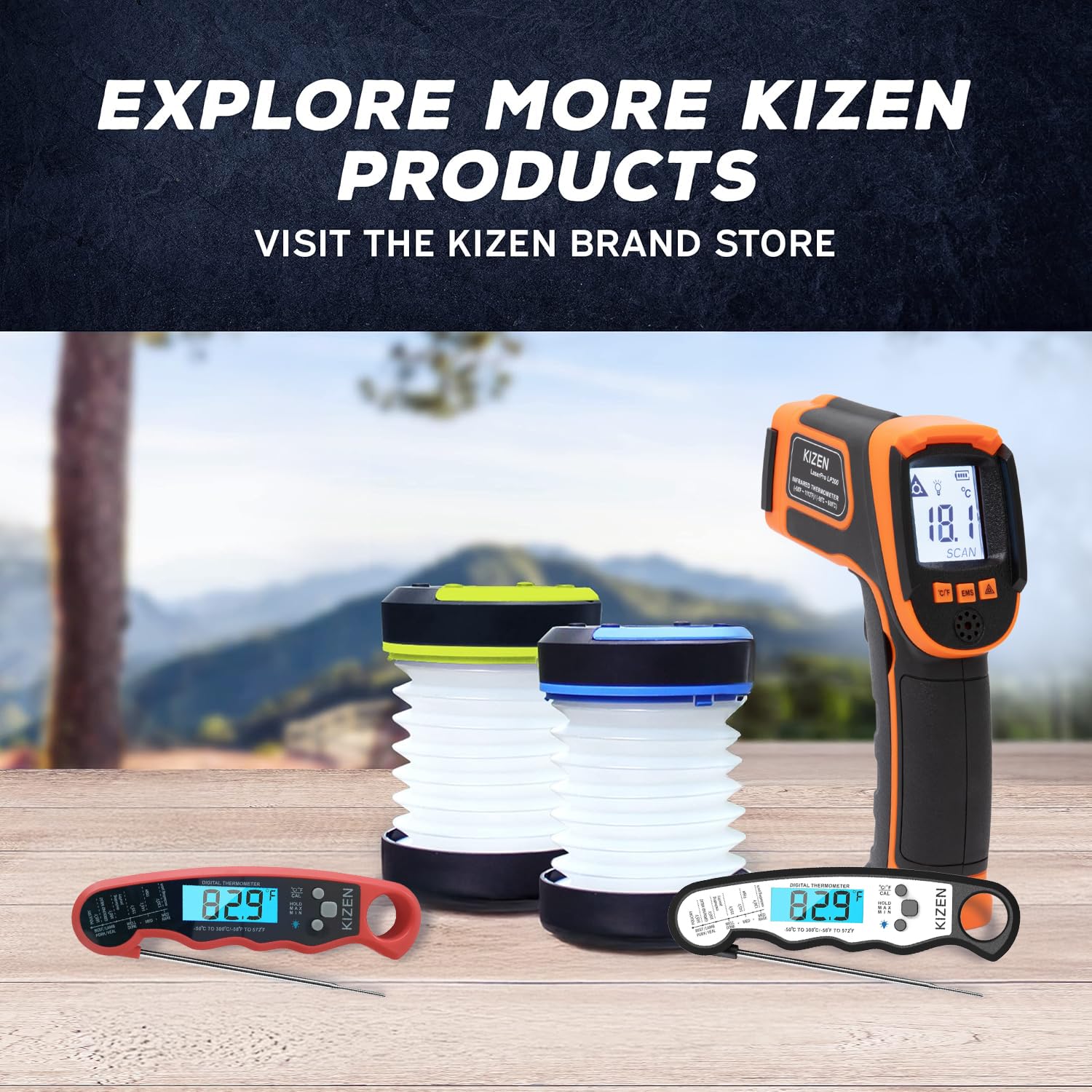 KIZEN Infrared Thermometer Gun (LaserPro LP300) - Handheld Heat Temperature Gun for Cooking, Pizza Oven, Grill & Engine - Laser Surface Temp Reader -58F to 1112F - NOT for Humans