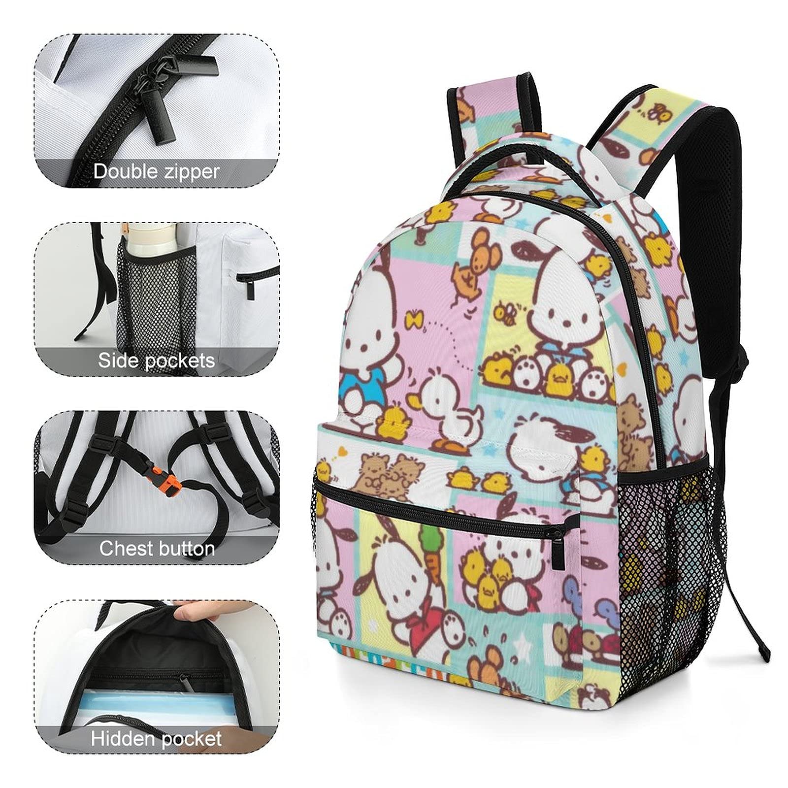 Poch-acco backpack schoolbag durable book bag suitable for men womenâhiking camping picnic