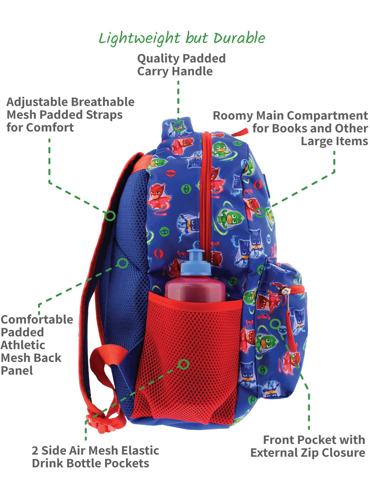 Disney PJ Masks Boy's 16 inch School Backpack (One Size, Blue)