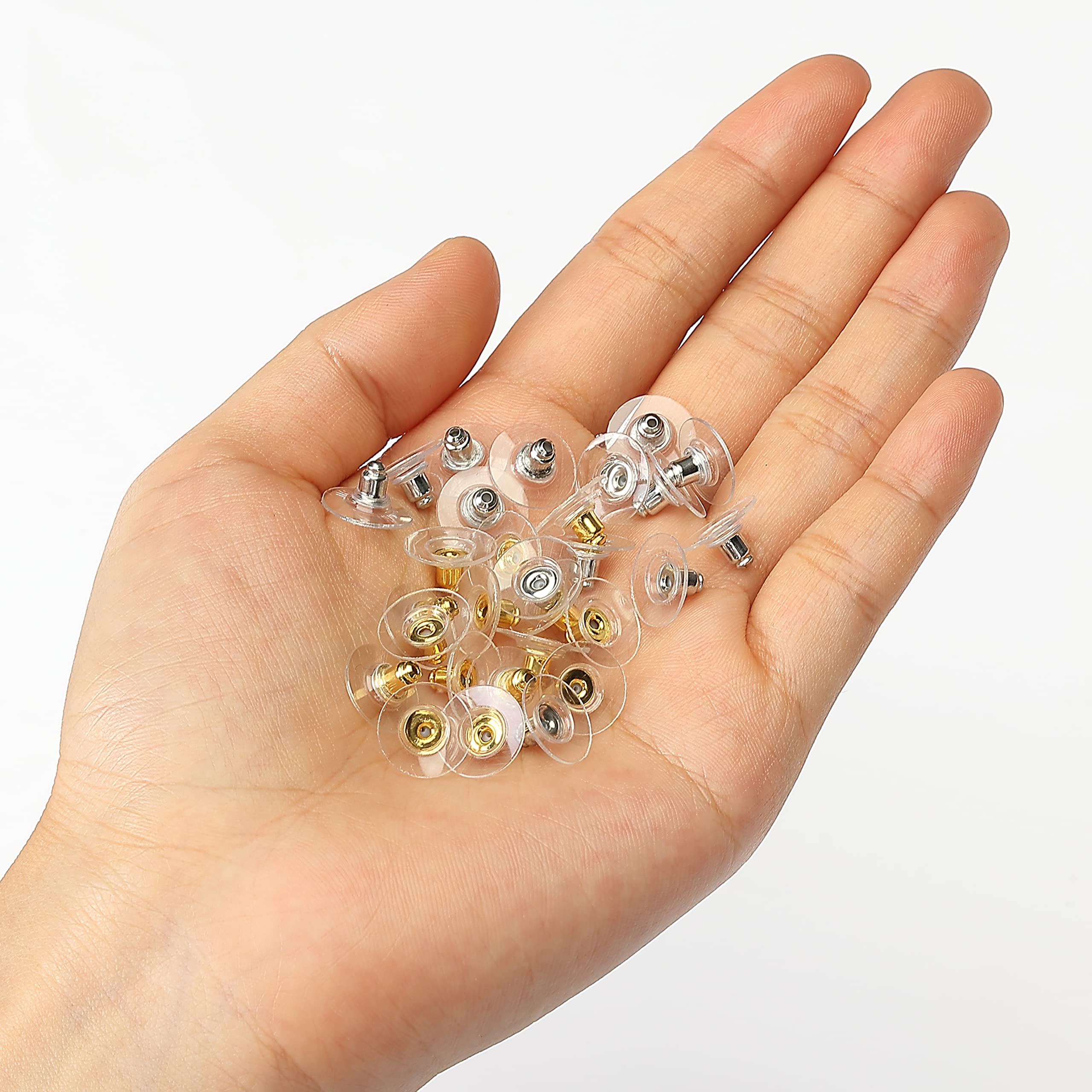 Mr. Pen- Bullet Clutch Earring Backs with Pad, 76 pcs, Gold & Silver, Rubber Earring Backings, Earring Backs for Studs, Earring Backs Replacements, Pierced Earring Backs, Earring Stoppers.