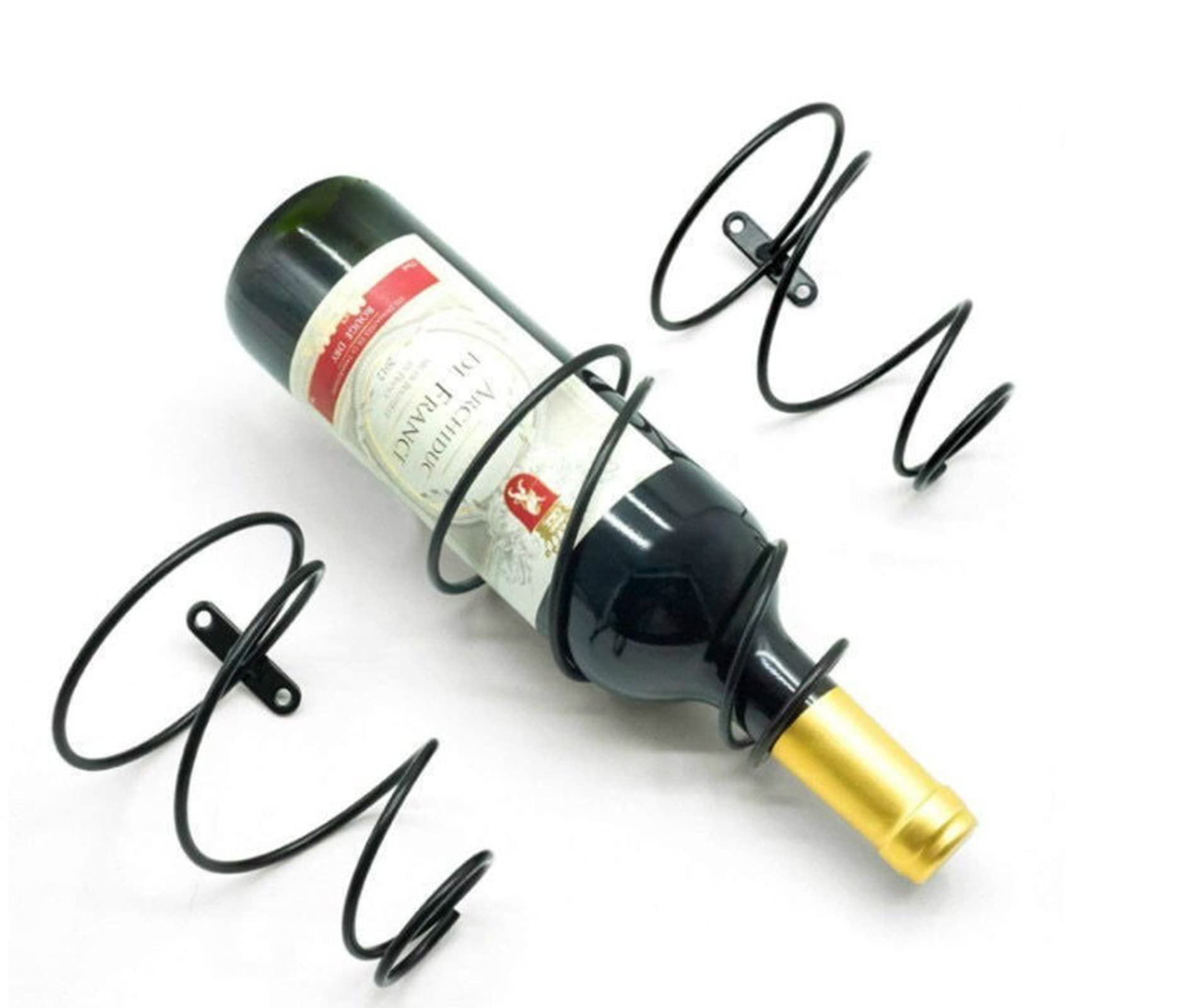 ZHKD Wall-Mounted Wine Bottle Rack 3-Piece Set,Creative Wine Bottle Display Rack, Metal Hanging Wine Holder,Suitable for All Home Kitchen Bar Cabinets Wall You Like, Black