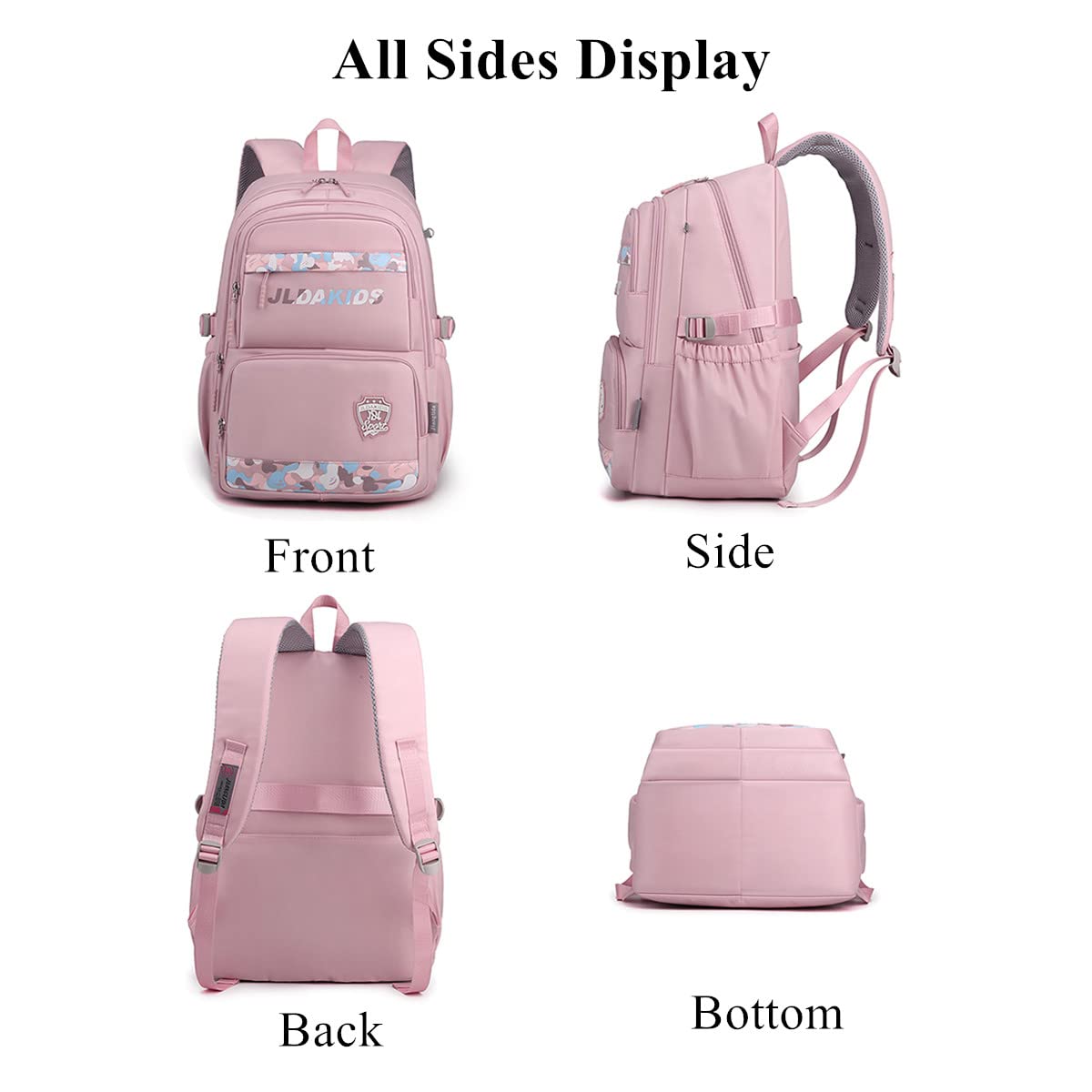 Solid Backpack for Girls Elementary Students Bookbag Primary Schoolbag Knapsack for Kids
