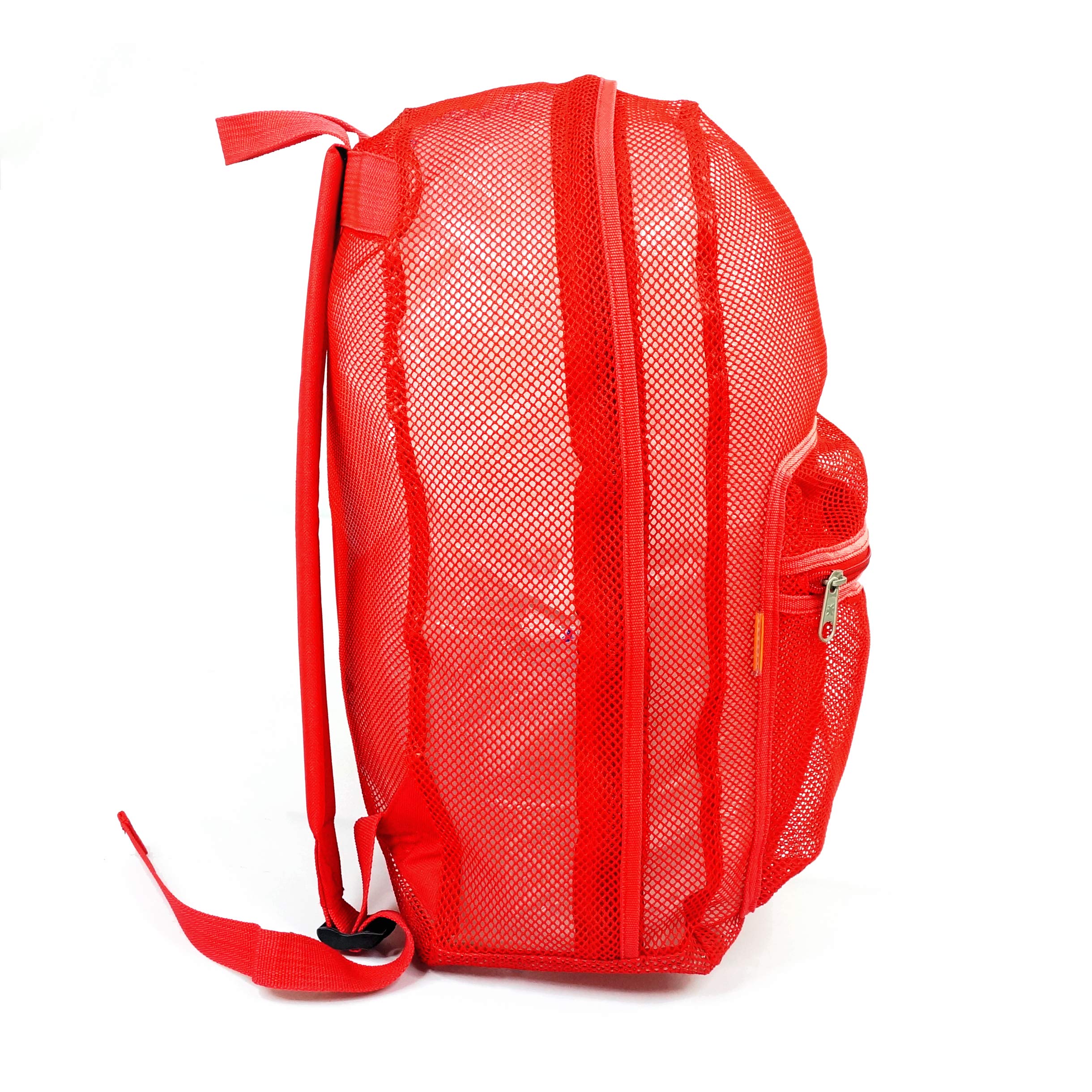 K-Cliffs Mesh Backpack See Through Student School Book Bag Security Net Daypack, Red