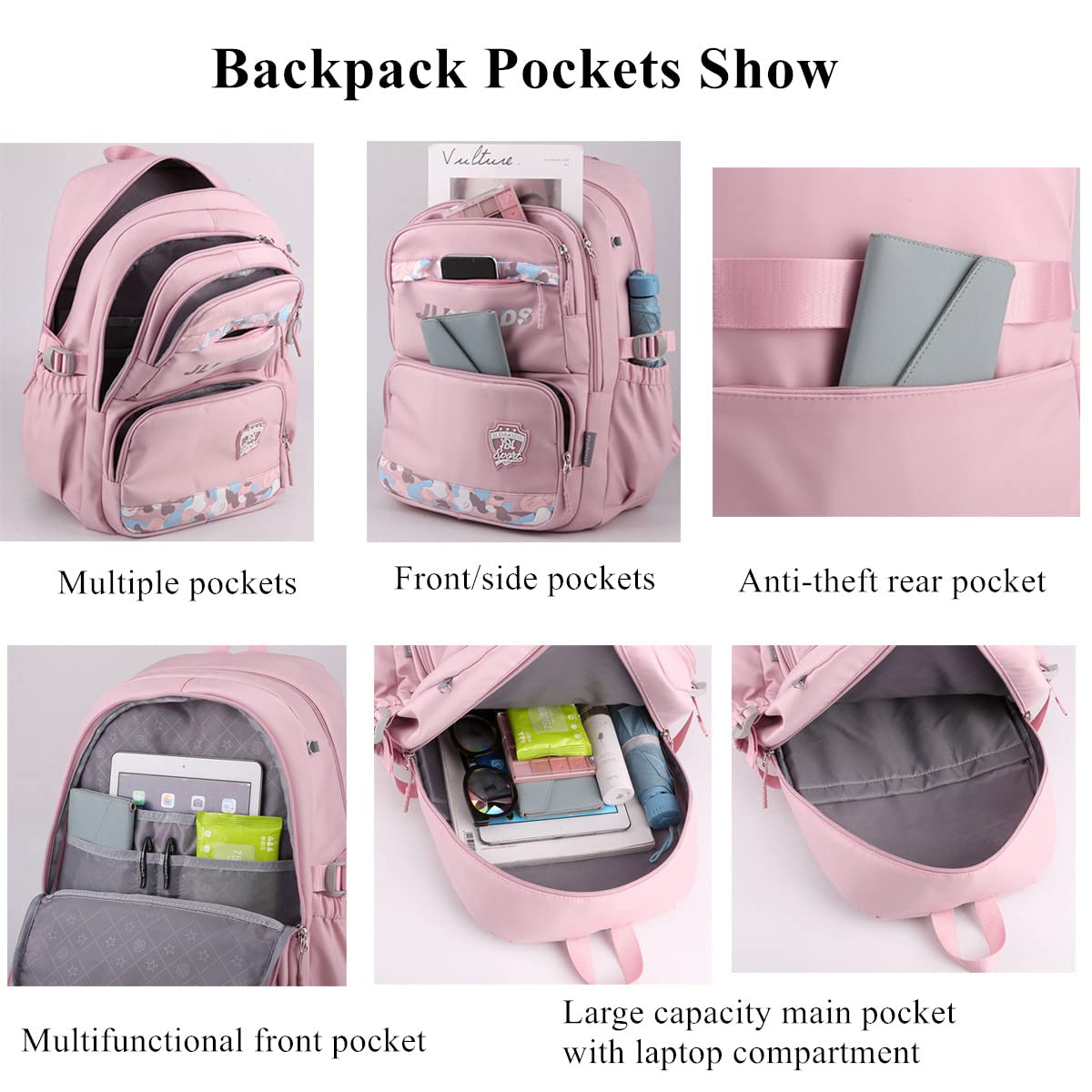 Solid Backpack for Girls Elementary Students Bookbag Primary Schoolbag Knapsack for Kids