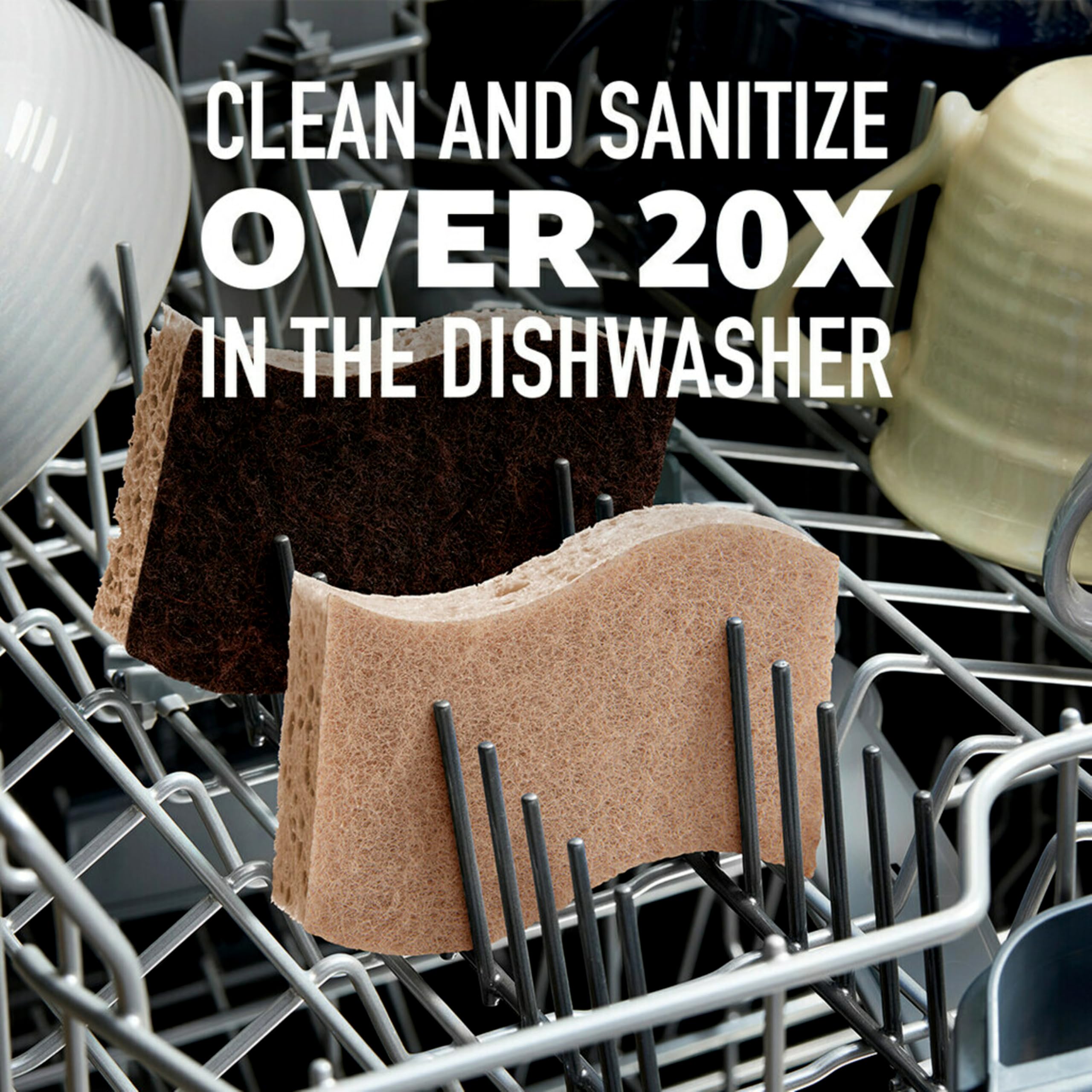 Scotch-Brite Greener Clean Non-Scratch Scrub Sponges, For Washing Dishes and Cleaning Kitchen, 6 Scrub Sponges