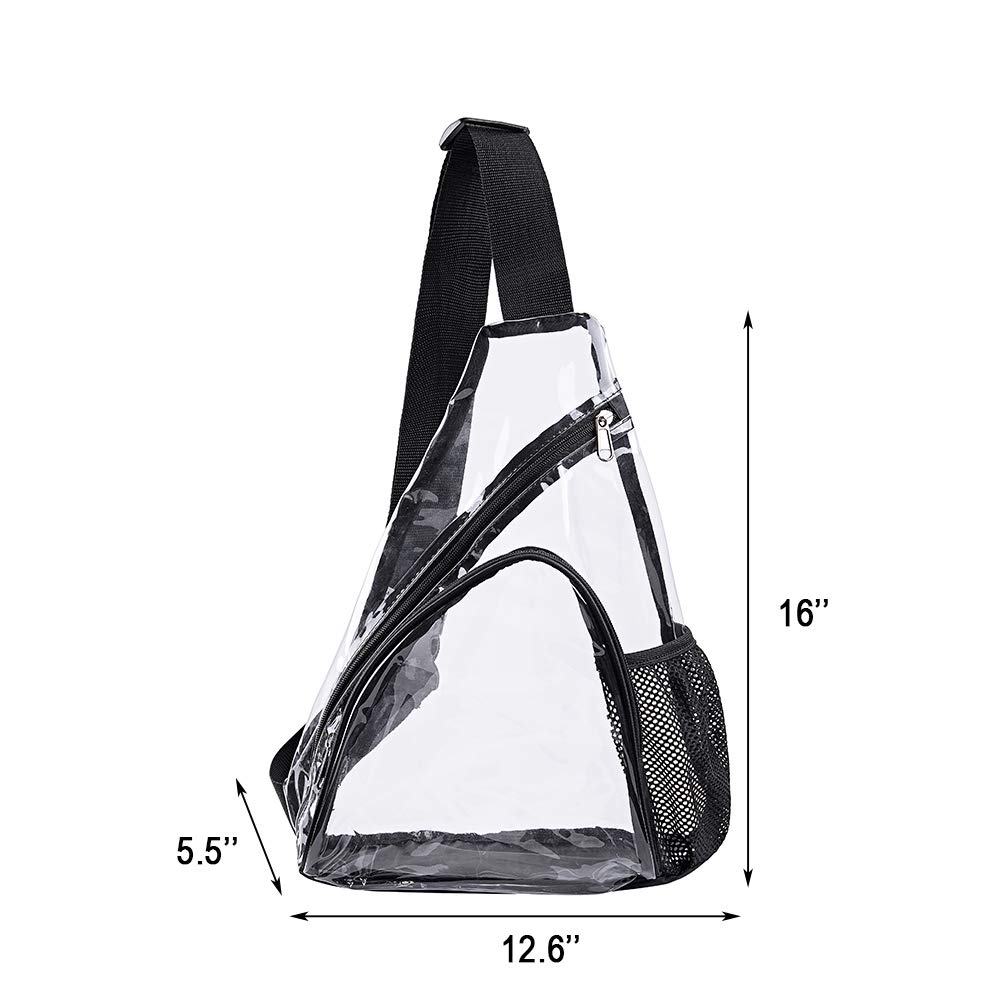 Clearworld Clear Sling Bag Stadium Approved, Multipurpose Clear Crossbody Sling Backpack,Clear Chest Bag for Travel Hiking,Stadium and Concerts