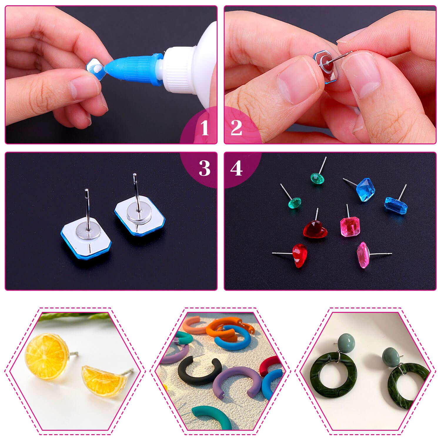 Earring Posts and Backs, Shynek 1800pcs Earring Making Supplies with Stainless Steel Earring Posts and Earring Backs for Studs, Earring Making Kit for DIY Earrings and Jewelry Making