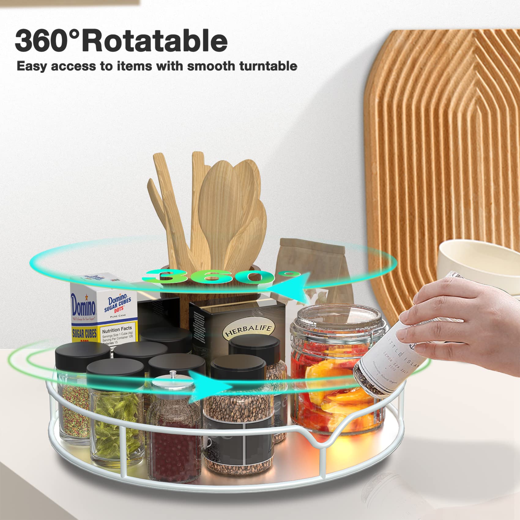 2 Pack - Lazy Susan Turntable Organizer - 10" Metal Rotating Spice Rack for Cabinet Pantry Refrigerator