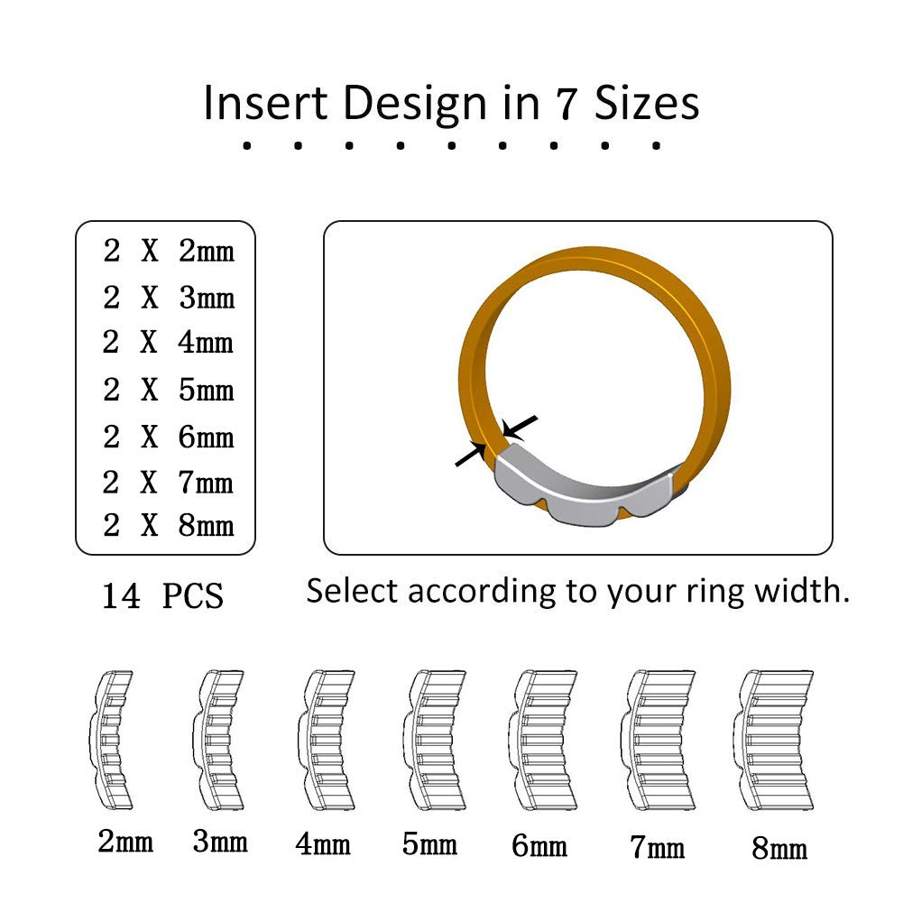 Coopache 2 Styles Invisible Ring Size Adjuster for Loose Rings β Ring Guard, Ring Sizer, 11 Sizes Fit for Man and Woman Ring