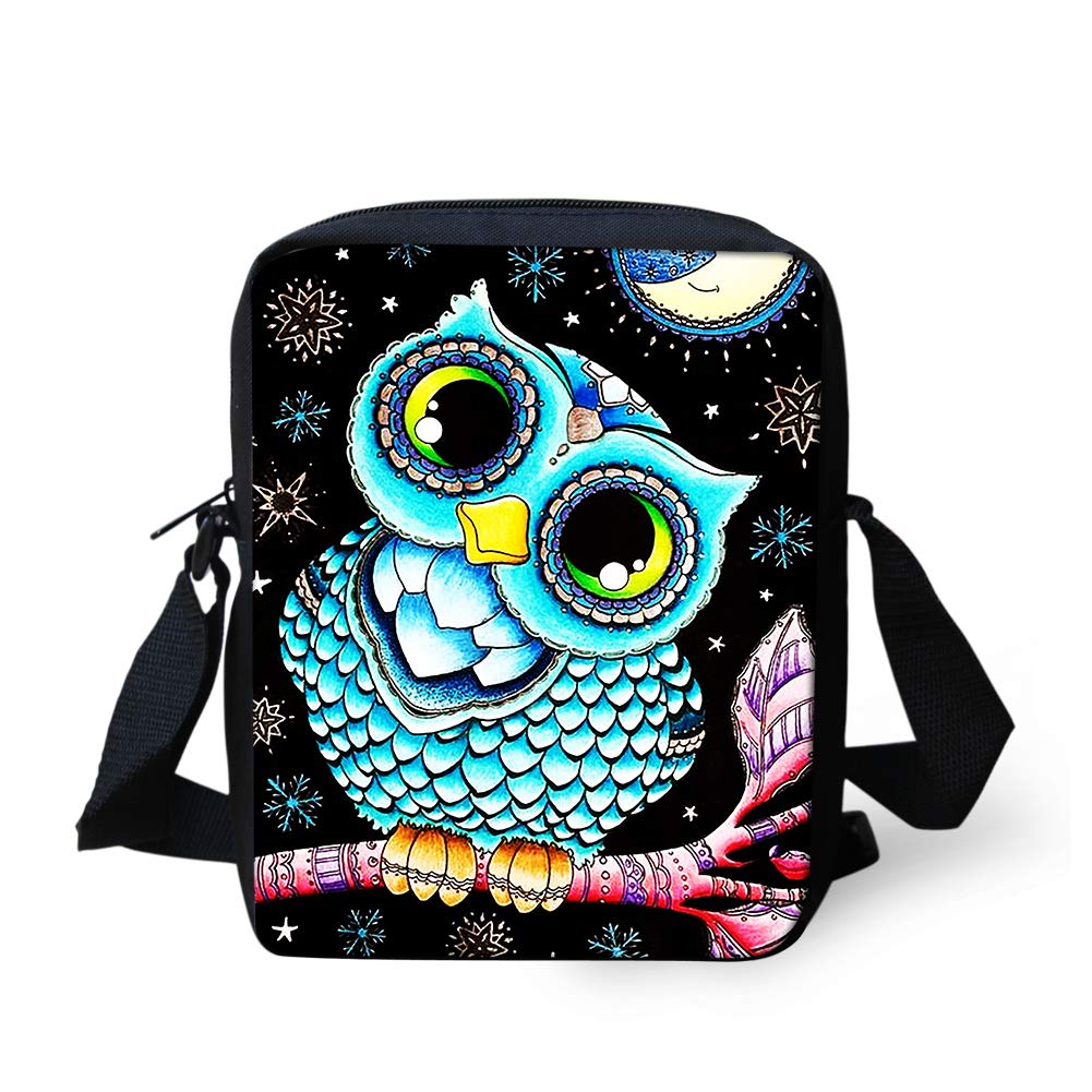 Biyejit Owl Crossbody Bag Adjustable Straps for Kids Cute Animils Cross Body Shoulder Backpack Sports Travel Cell Phone Wallet