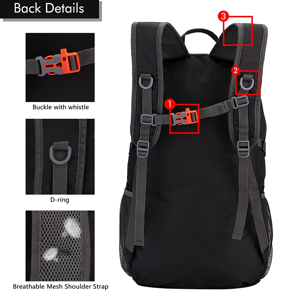 MAXTOP Hiking Backpack 40/50L Lightweight Packable for Traveling Camping Water Resistant Foldable Outdoor Travel Daypack (Black 50l Updated, 50L)