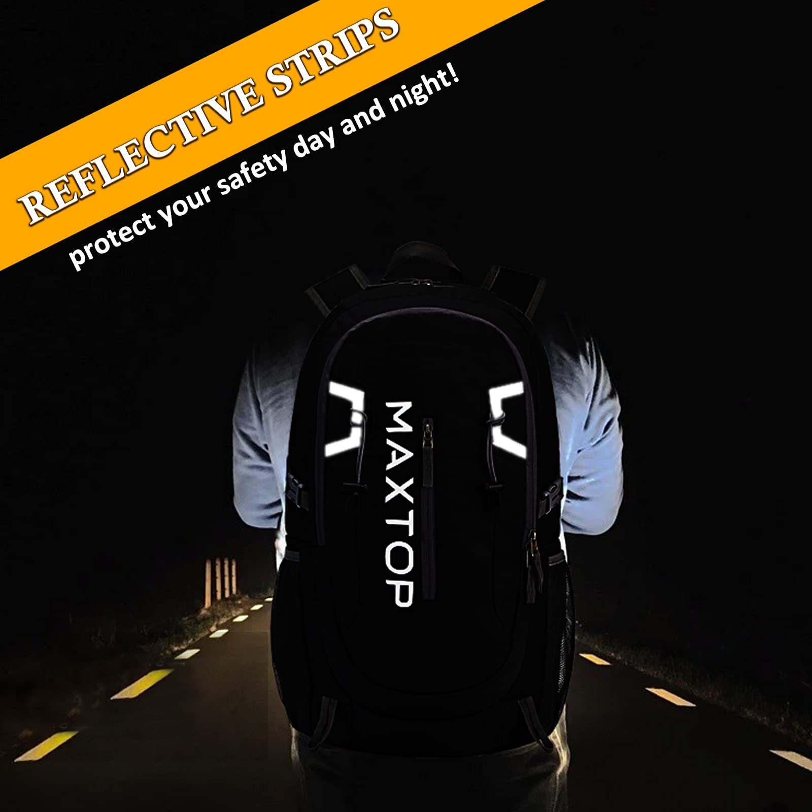 MAXTOP Hiking Backpack 40/50L Lightweight Packable for Traveling Camping Water Resistant Foldable Outdoor Travel Daypack (Black 50l Updated, 50L)