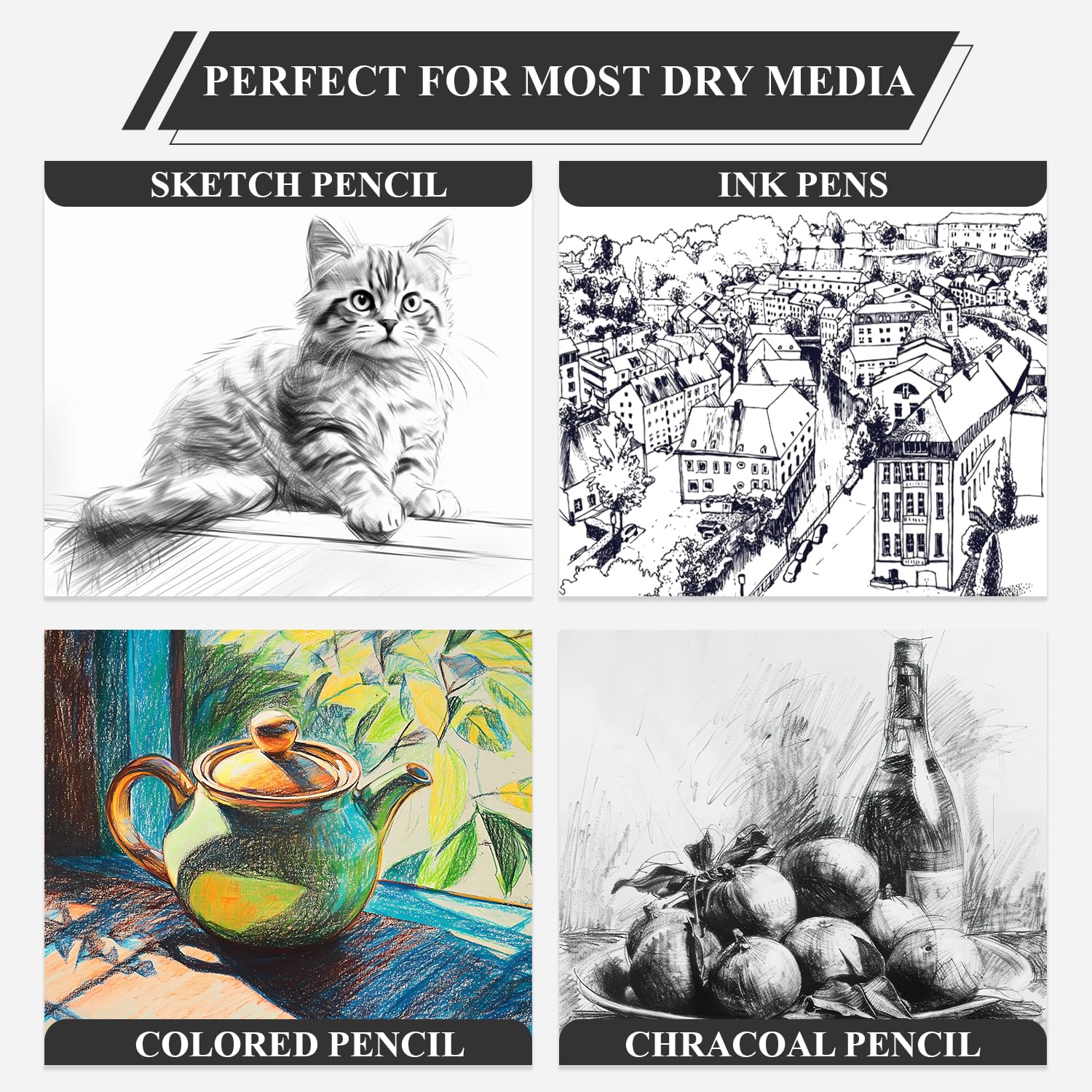 Yagol Sketchbook 9x12 Inch 100 Sheets 68LB/100GSM, Sketch Pad with Spiral-Bound Art Paper for Drawing and Painting for Pencils, Charcoal, Dry Media